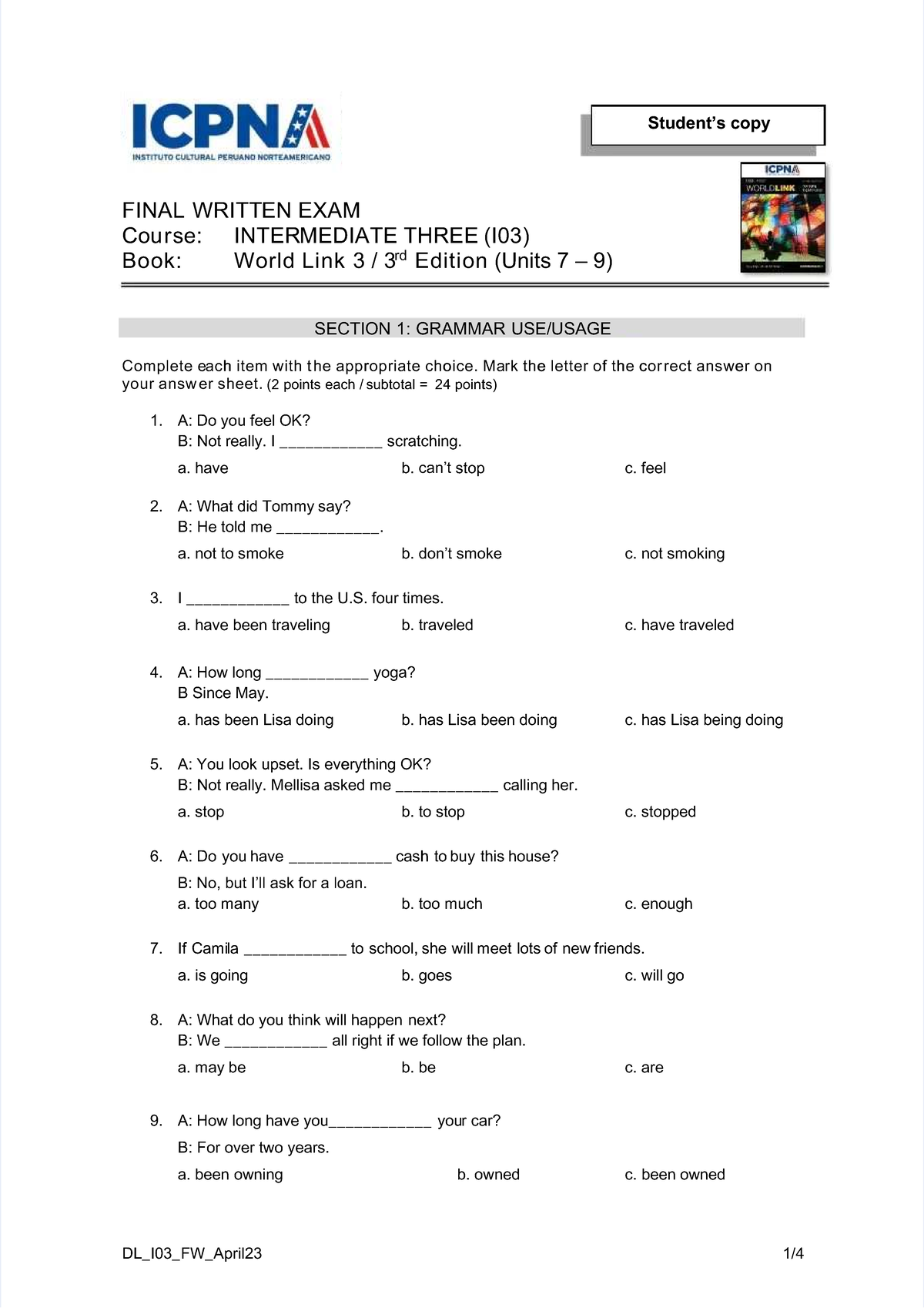 Pdf-final-written-exam-course-intermediate-three-i03-book-world-link-3-3-edition-units-7 ...