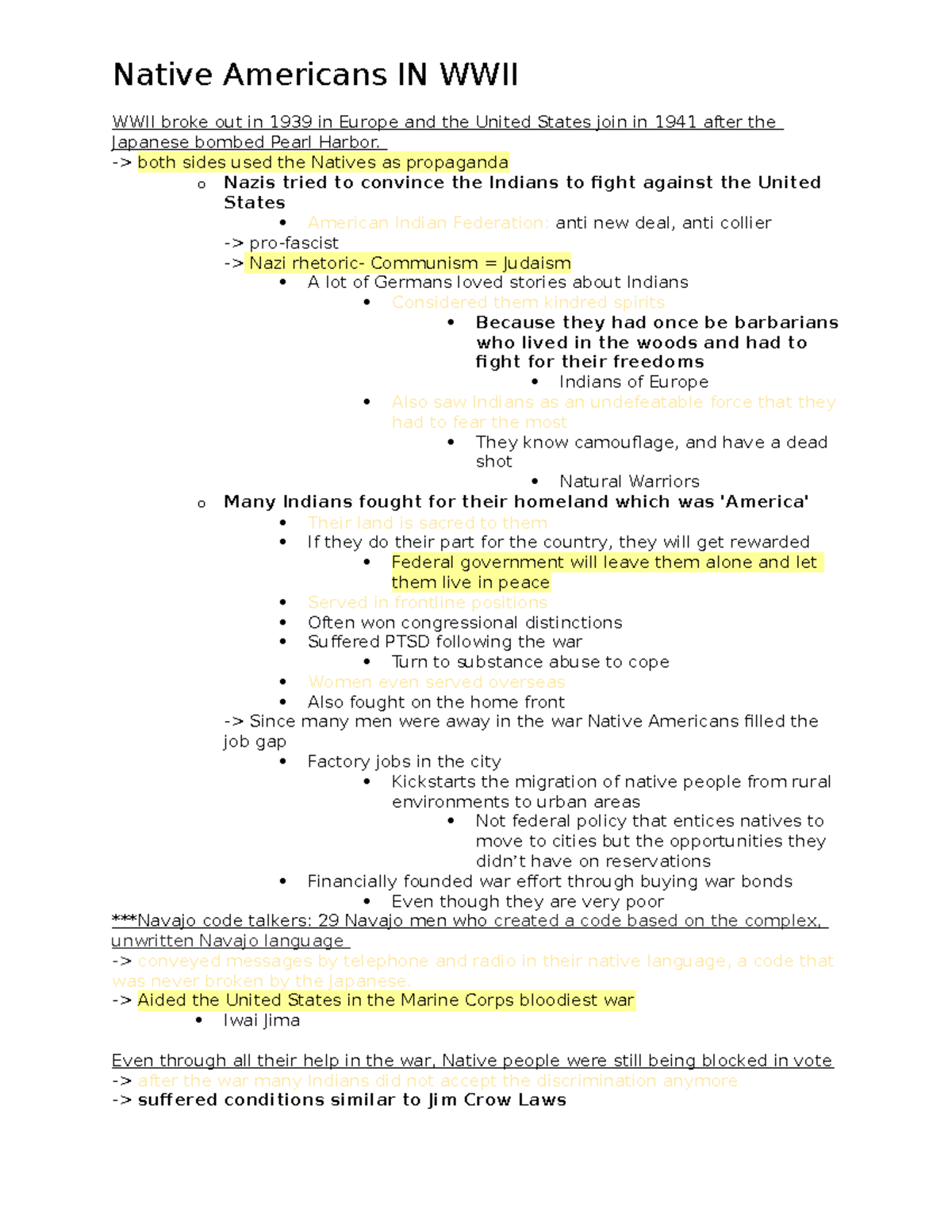Native Americans IN WWII Notes - Native Americans IN WWII WWII broke ...