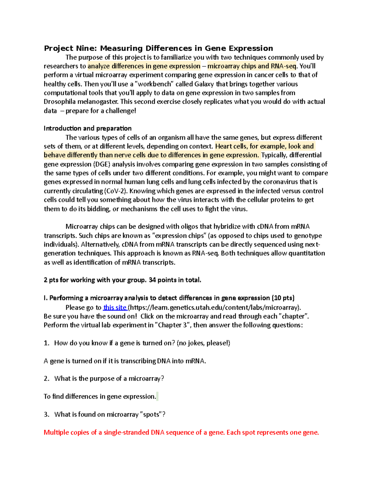 Bio Lab 9 - Lab 9 Genetics - Project Nine: Measuring Differences in ...