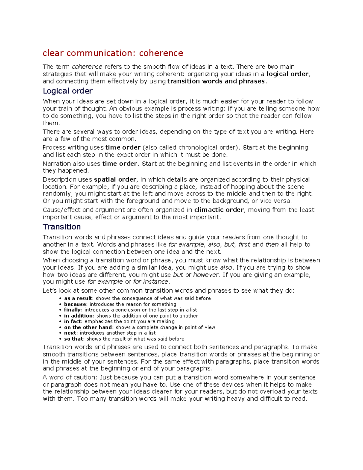 Document - Secret - clear communication: coherence The term coherence ...