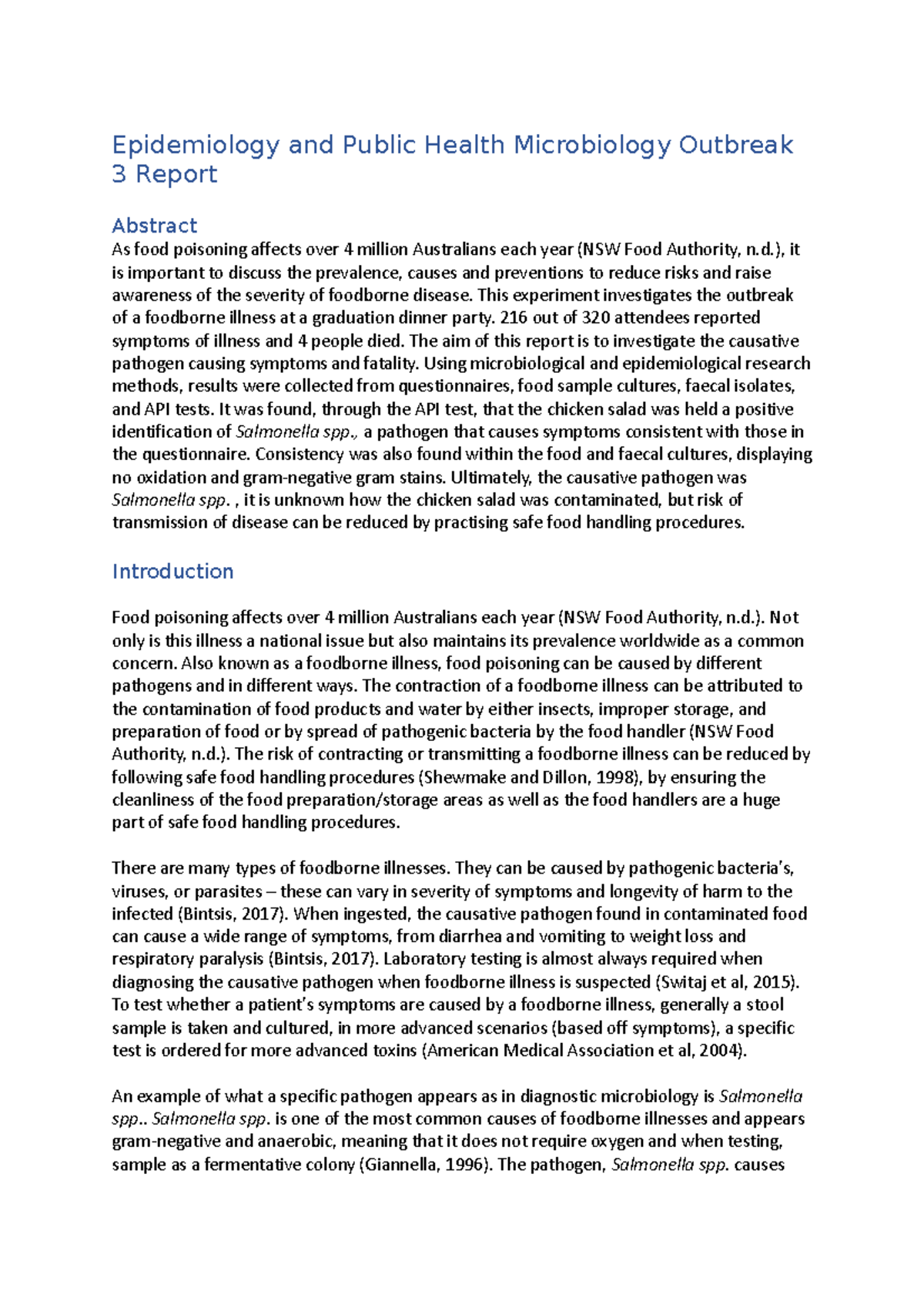 Outbreak 3 Report - Epidemiology and Public Health Microbiology ...