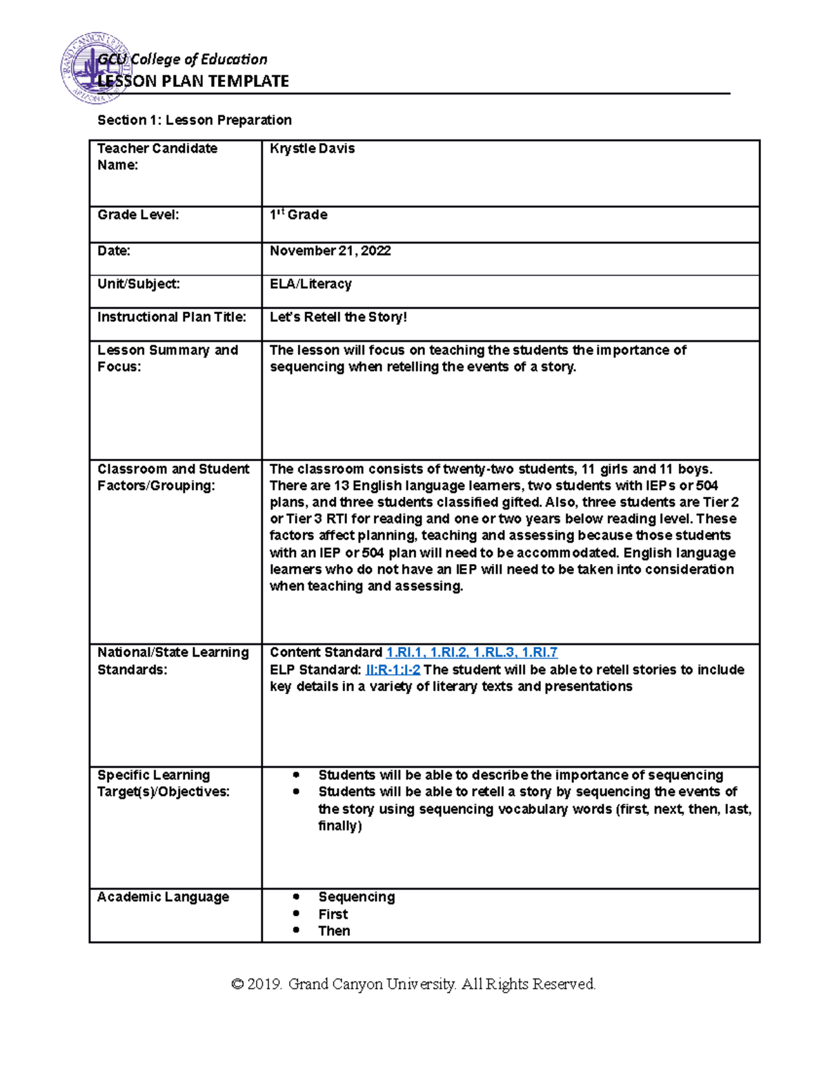 Mod 7 Lesson Plan - GCU College of Education LESSON PLAN TEMPLATE ...