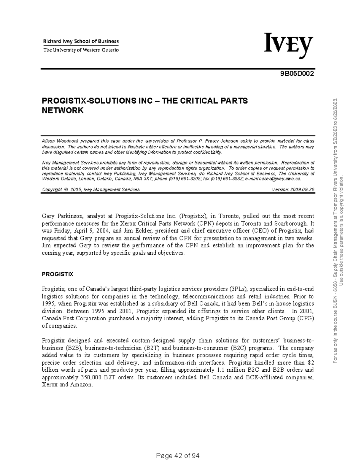 Case Pack-42-49 - Please see the attachment. - S w 9B05D PROGISTIX ...