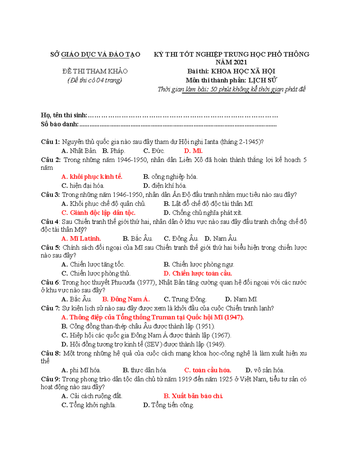 ĐỀ MINH HỌA 2021 - dâdadadadad - SỞ GIÁO DỤC VÀ ĐÀO TẠO ĐỀ THI THAM ...