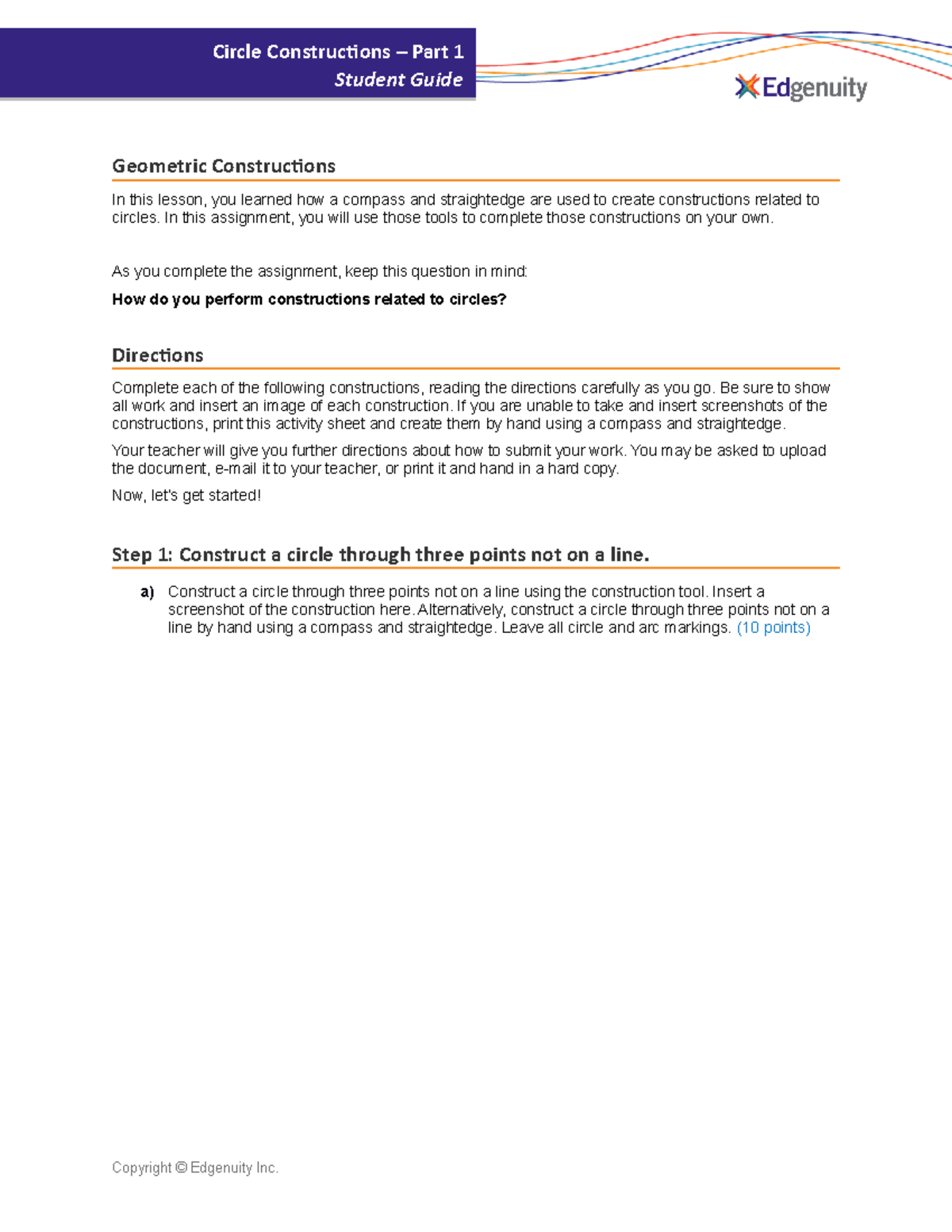 Circle Constructions - Student Guide - Done - Geometric Constructions ...