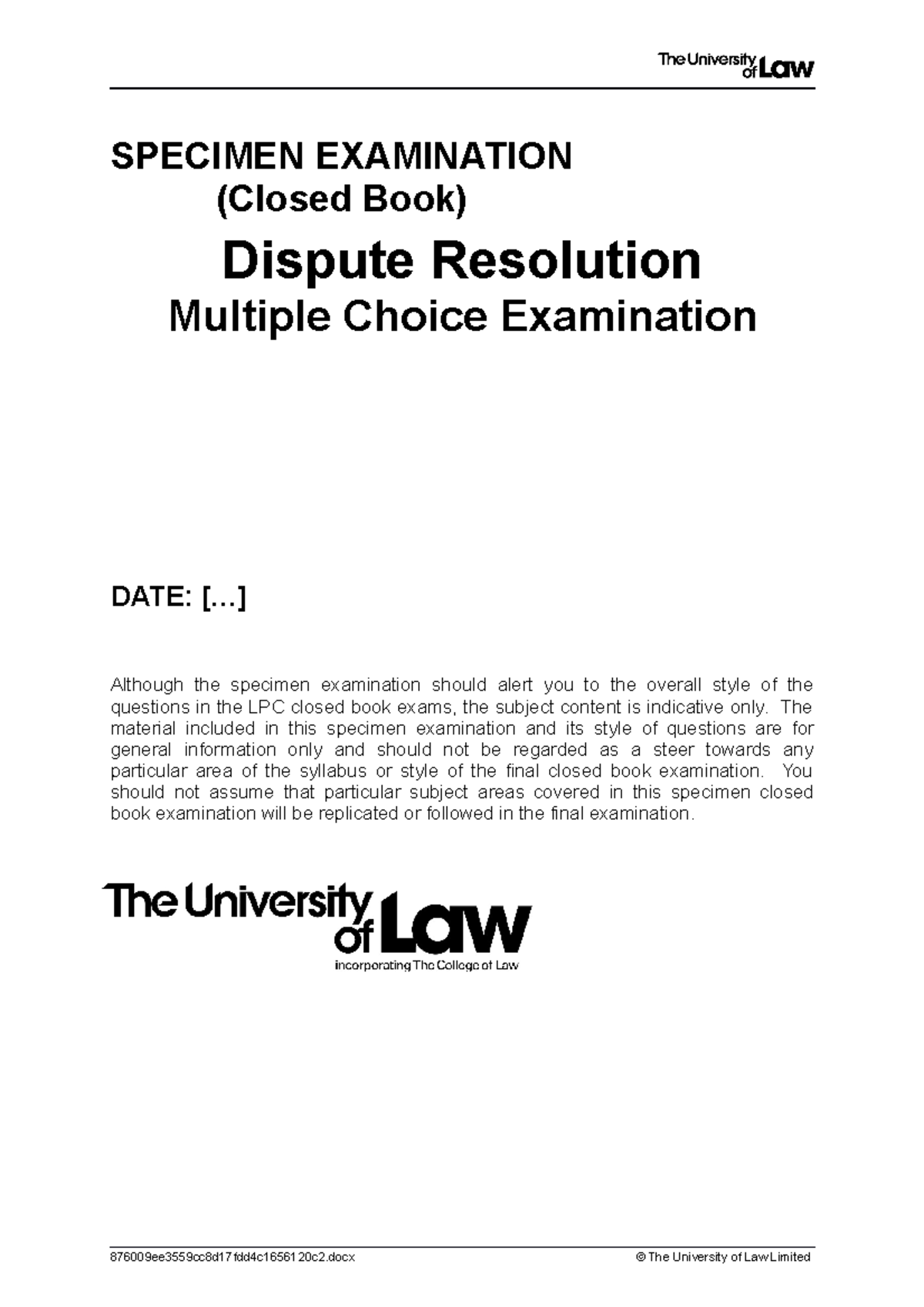 Nature of the Legal practice Course for 2021 and 2022 - Dispute ...