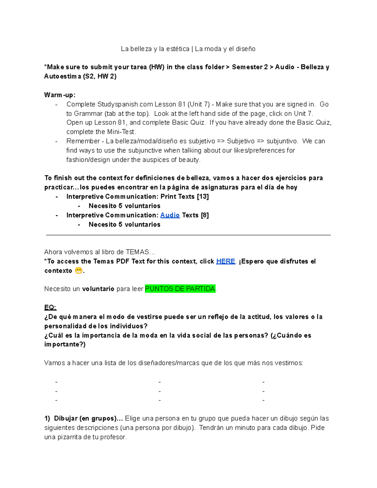 La belleza y la estética La moda y el dis - La belleza y la estética ...