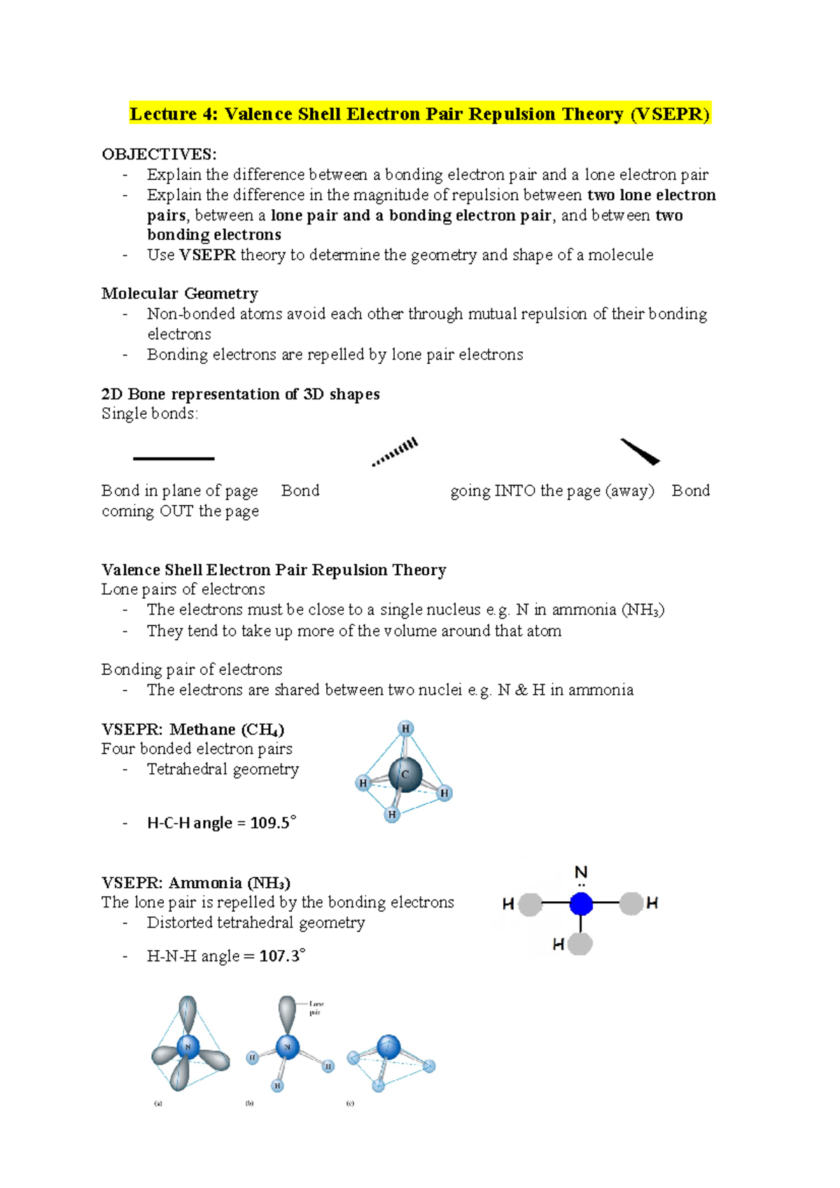 Chem LEC 6 Wk 2 - Lecture. - Lecture 4: Valence Shell Electron Pair ...