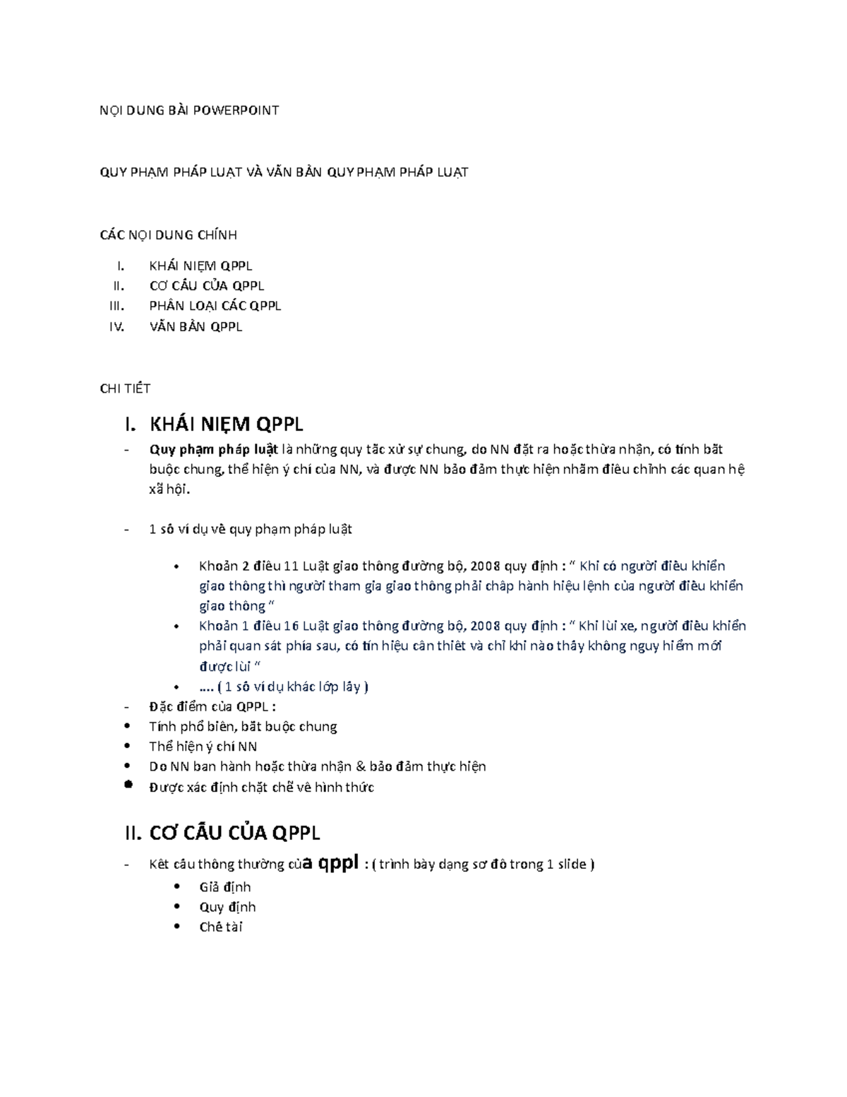 NỘI DUNG BÀI Powerpoint - đã sửa - N ỘI DUNG BÀI POWERPOINT QUY PH M PHÁP LU T VÀ VĂN B N QUY PH ...