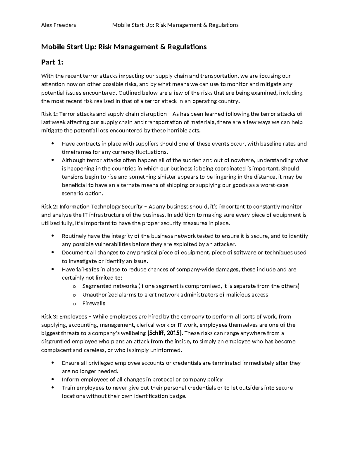 Mobile Start Up - Risk Management and Regulations - Alex Freeders ...