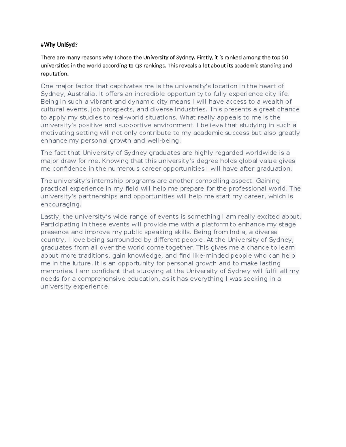 Why unisyd - #Why UniSyd? There are many reasons why I chose the ...