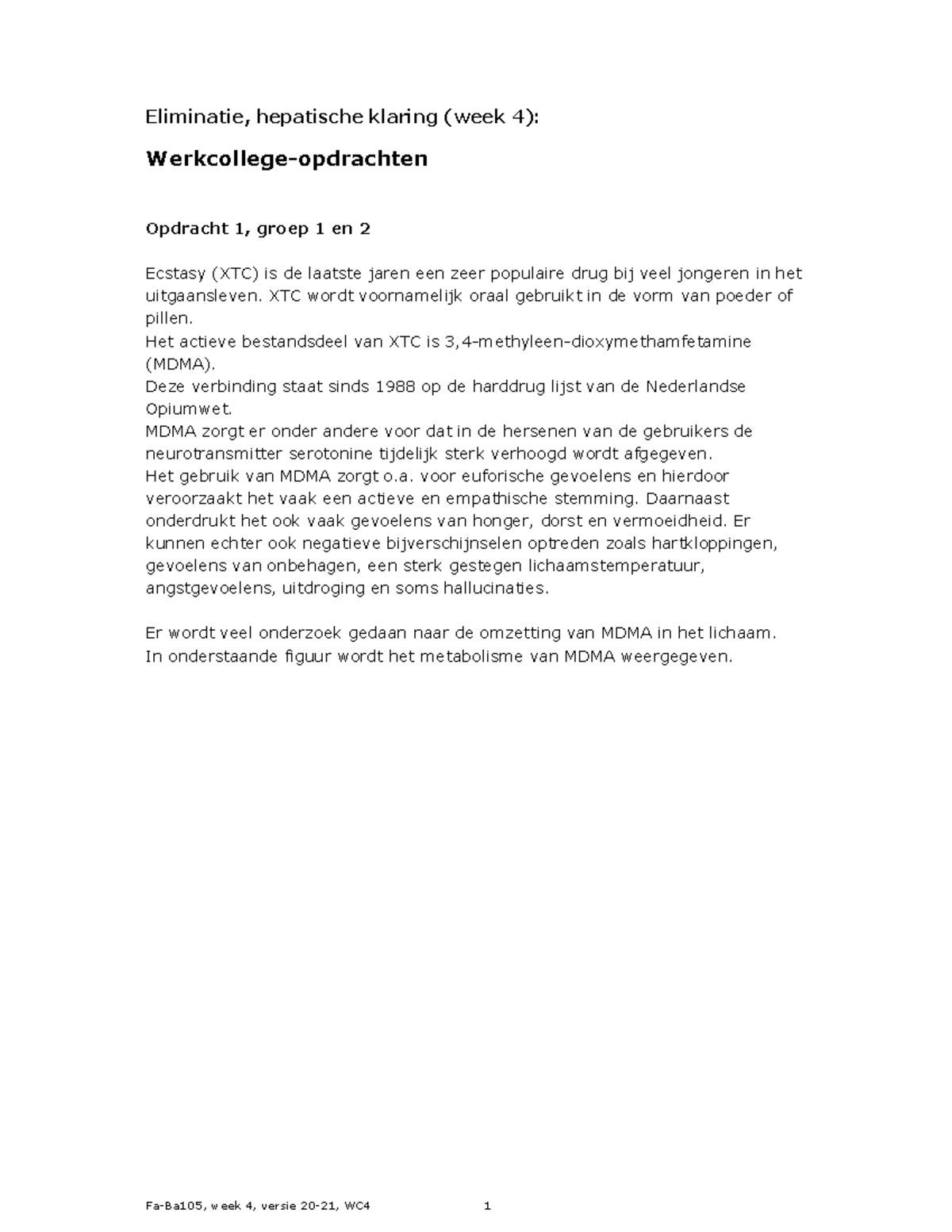 FA-BA105 week 4 werkcollege versie 2023 student - Eliminatie ...