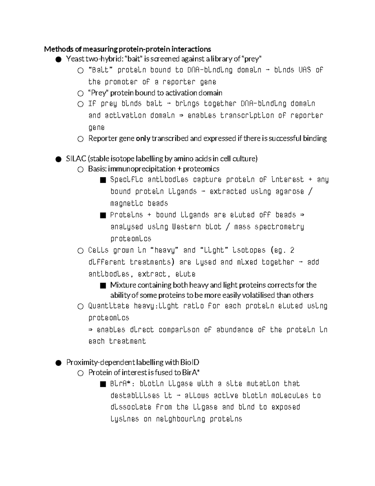Module 8 notes - Methods of measuring protein-protein interactions ...