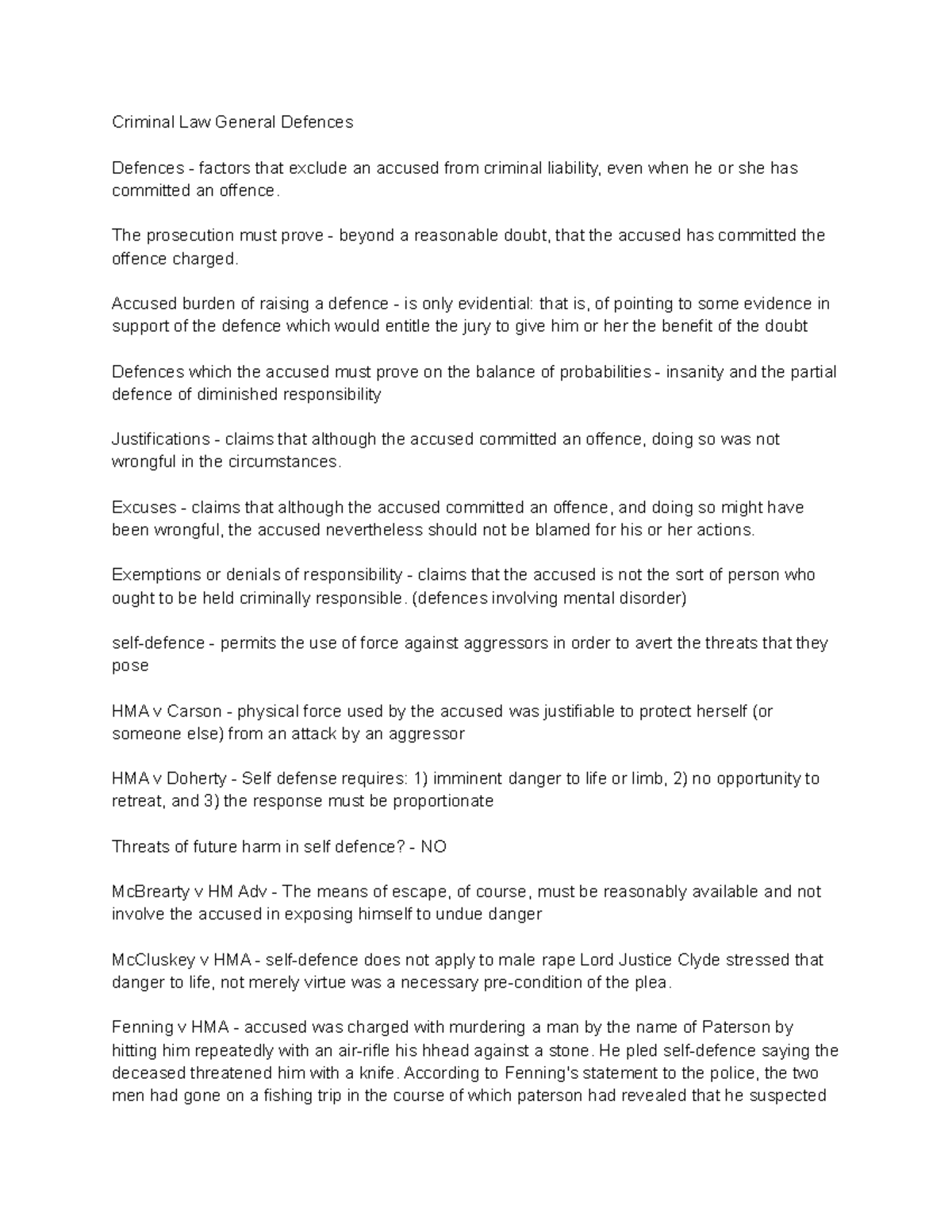 Criminal Law General Defences - Criminal Law General Defences Defences ...