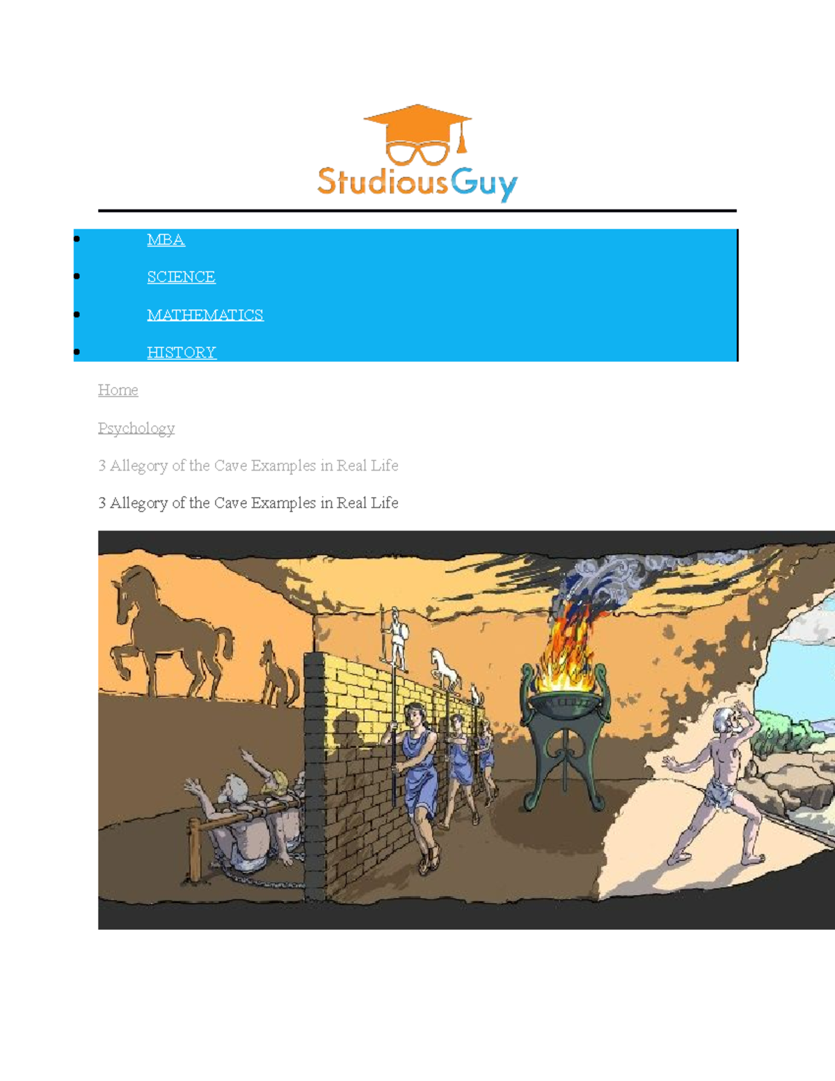 Allegory OF THE CAVE - MEDIEVAL PHILOSOPHY - MBA SCIENCE MATHEMATICS ...