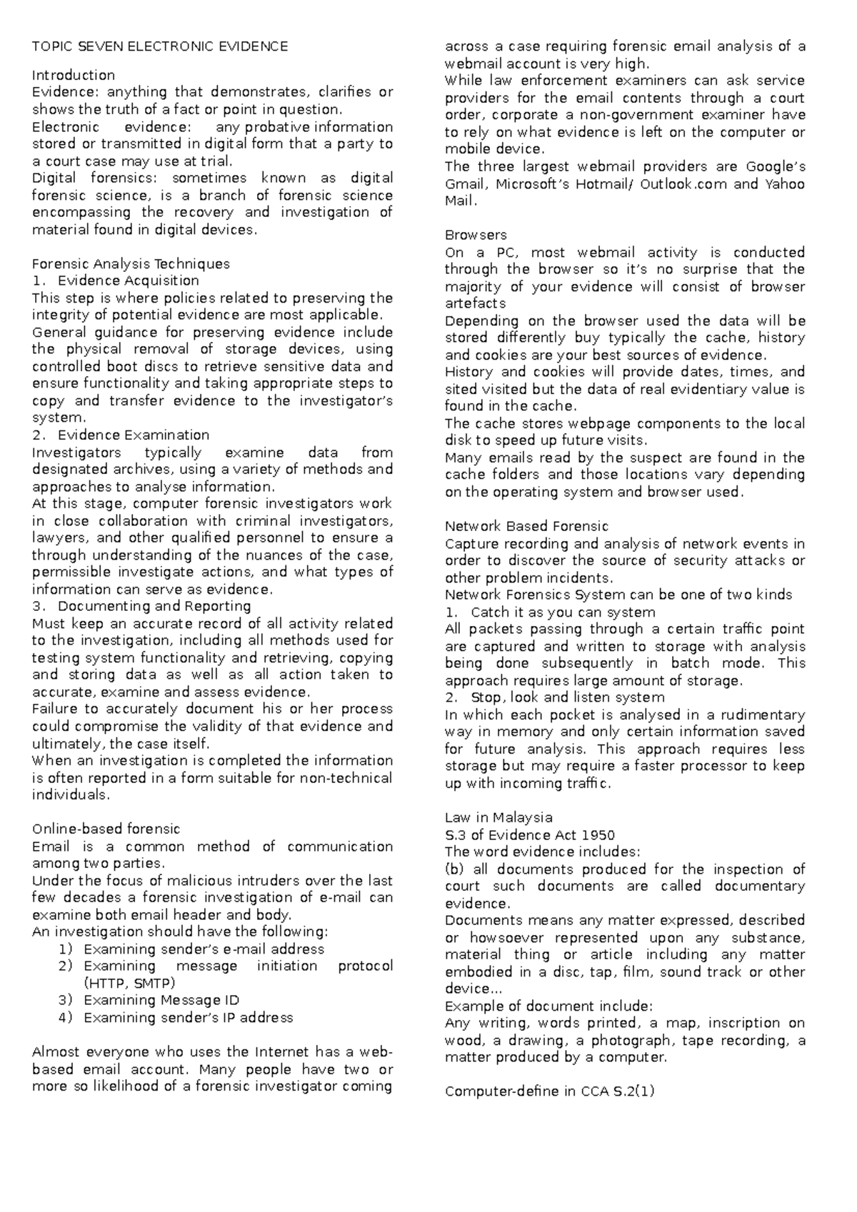 Topic 7 Electronic Evidence - TOPIC SEVEN ELECTRONIC EVIDENCE ...