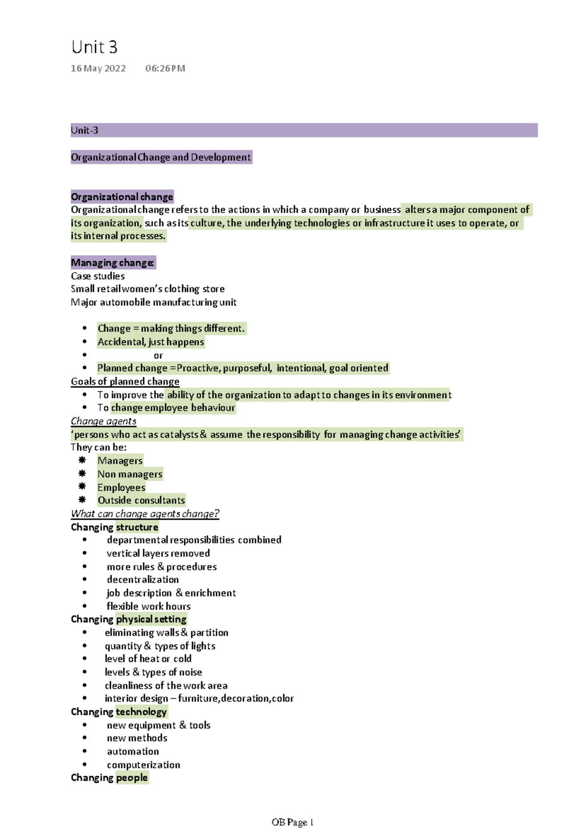 Unit 3 ob end sem - Organizational Behaviour - Unit- 3 Organizational ...
