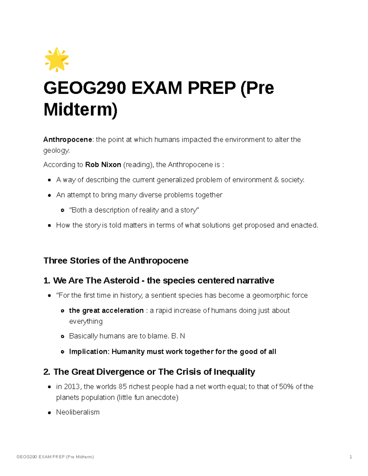 Midterm exams prep (all notes) - 🌟 GEOG290 EXAM PREP (Pre Midterm ...