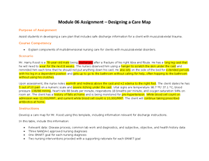 Designinga Care Map 110523 - Module 05 Assignment – Designing a Care Map Purpose of Assignment 1 ...