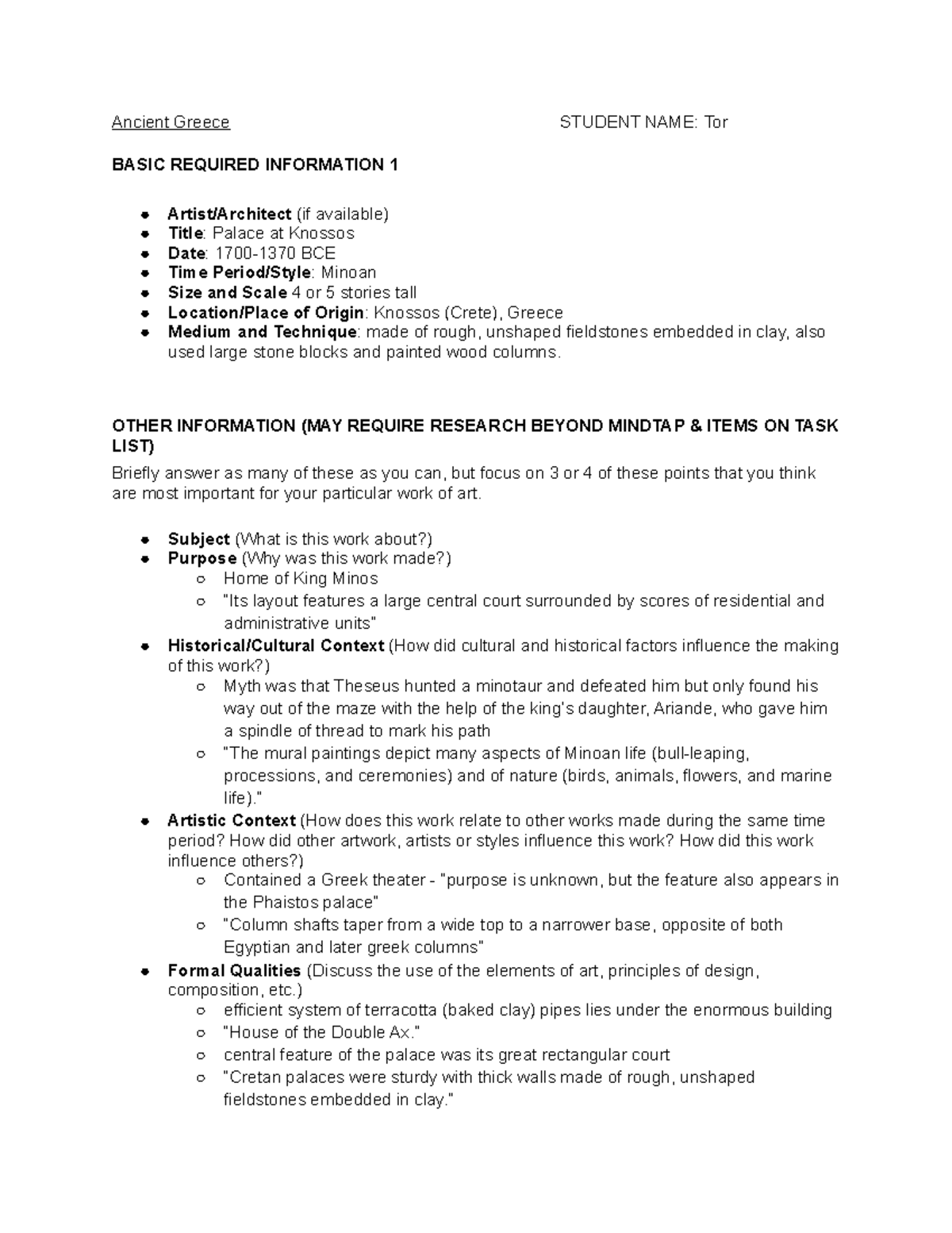 Ancient Greece Homework - Ancient Greece STUDENT NAME: Tor BASIC ...