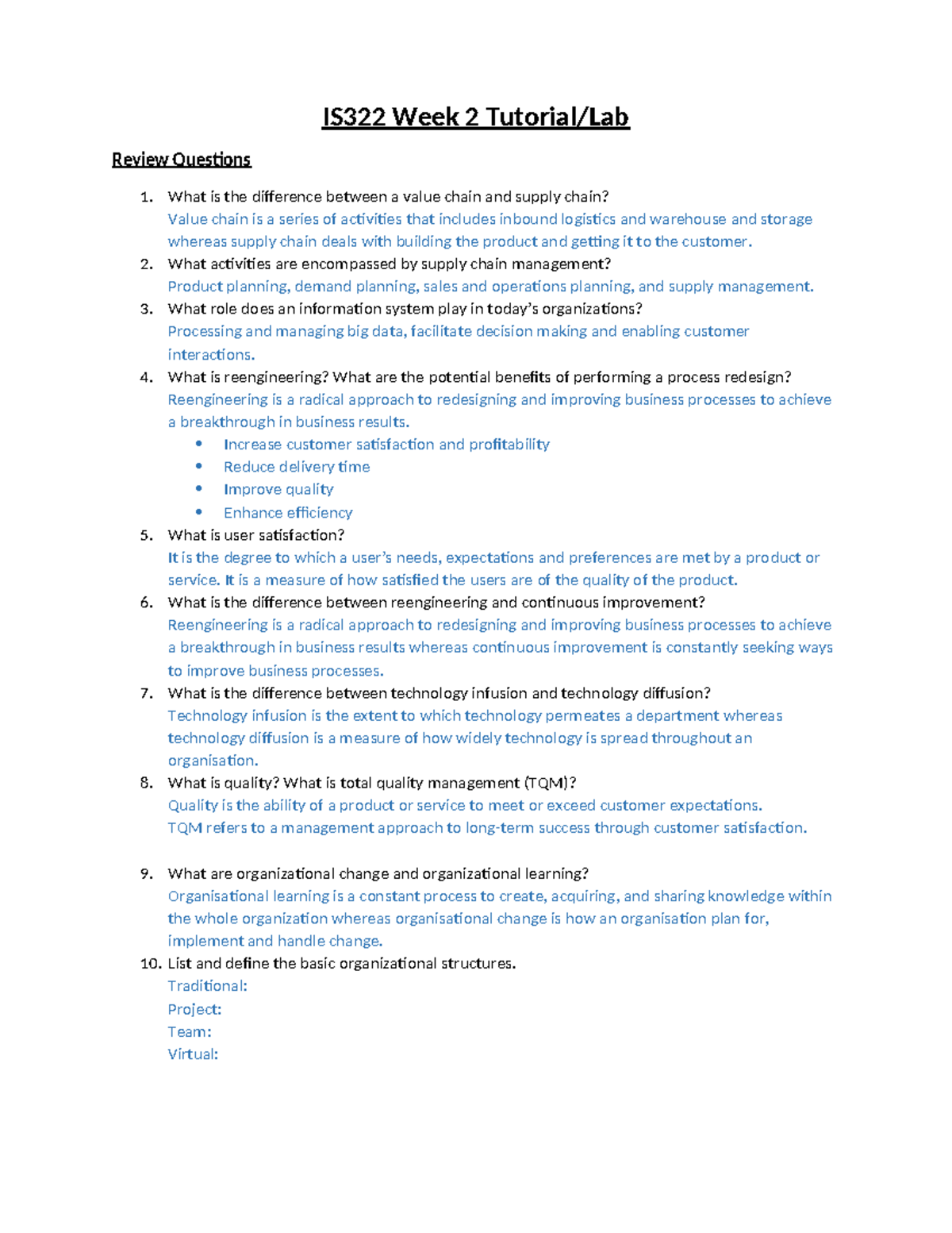 IS322 Week 2 Tutorial and Lab - IS322 Week 2 Tutorial/Lab Review ...
