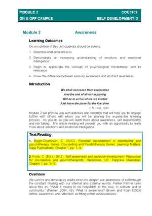 COU3102 Self Development 2 Module 4 - Module 4 Trust, Support and ...