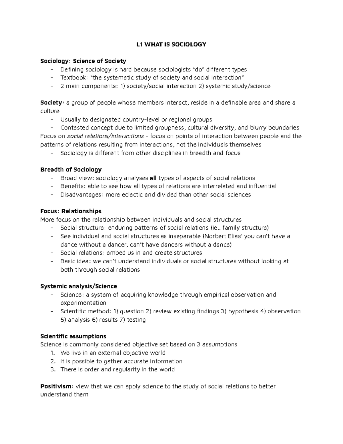 L1 WHAT IS Sociology - Lesson 1 summary - L1 WHAT IS SOCIOLOGY ...
