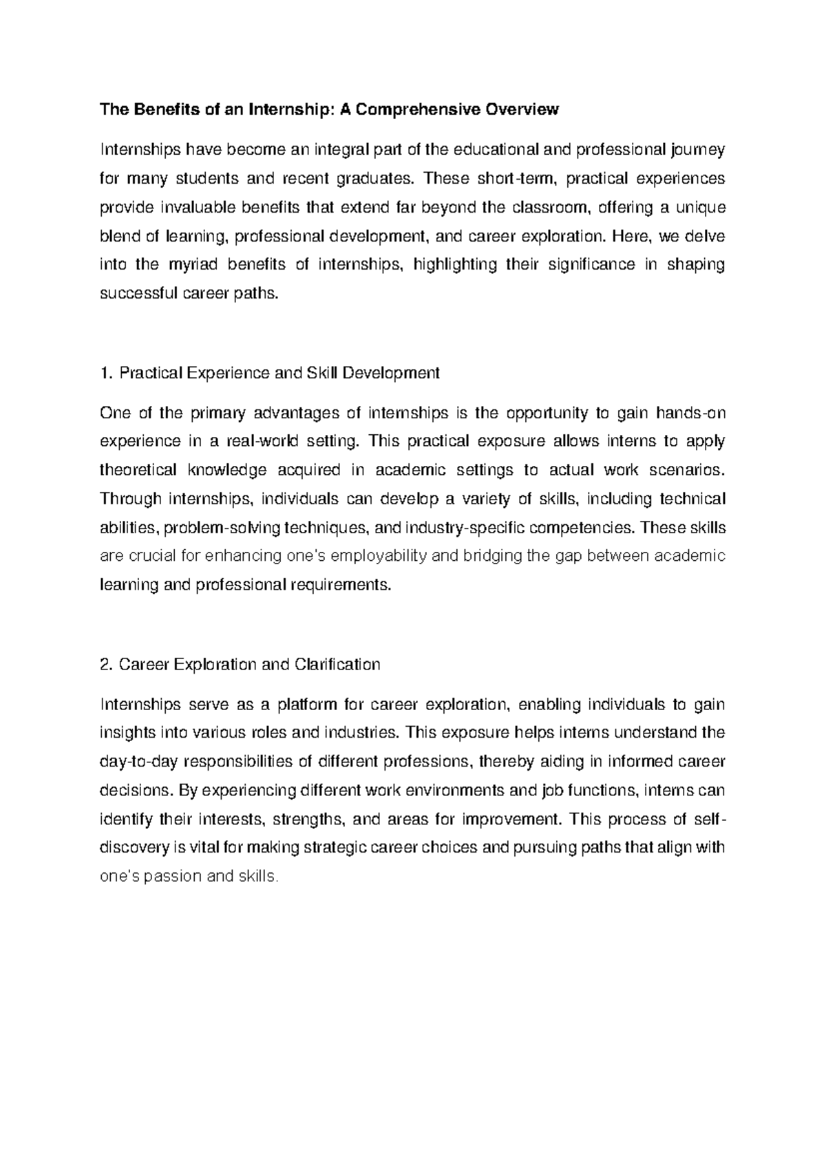 The Benefits of an Internship - These short-term, practical experiences ...