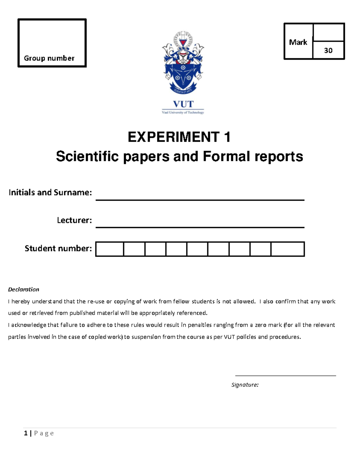 Experiment 1 (sem 2 2019 ) - Warning: TT: undefined function: 32 EXPERIMENT 1 Scientific papers ...