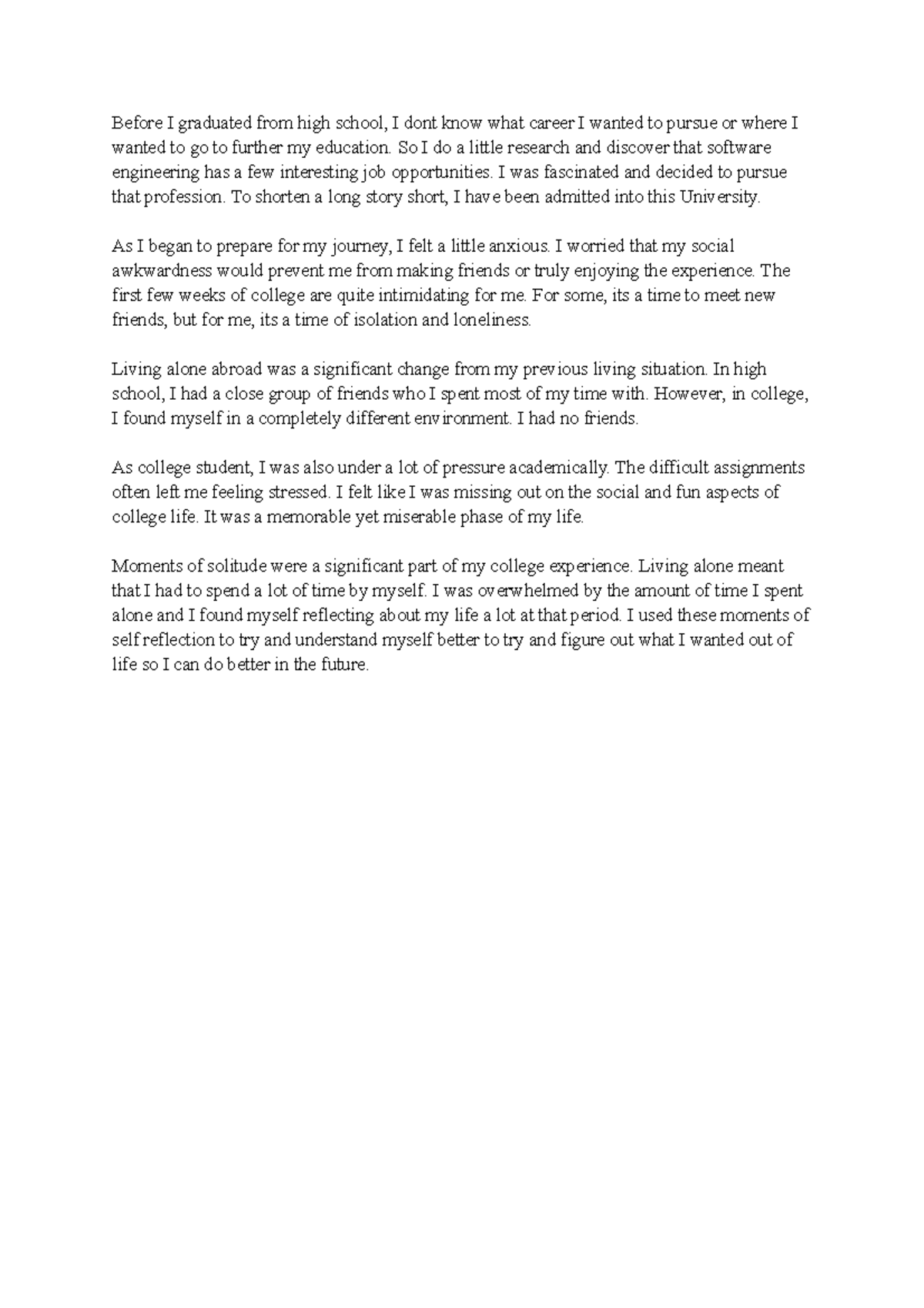 English Essay - Before I graduated from high school, I dont know what ...