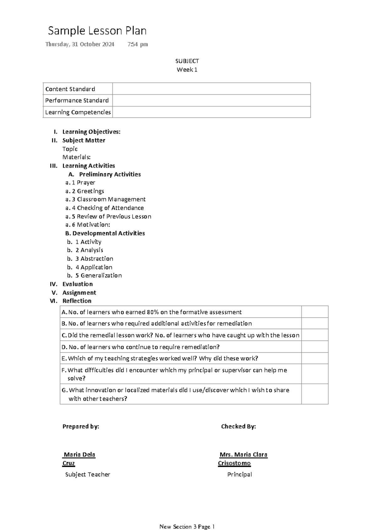 Sample Lesson Plan - Detailed v.2019 - Bachelor of Science in Secondary ...