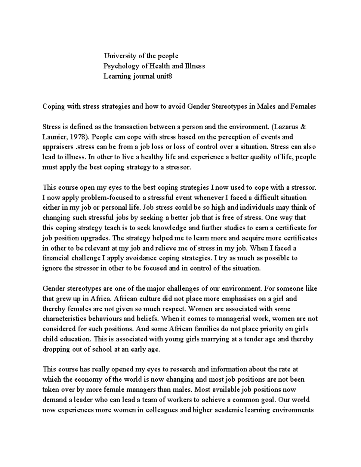 Psyc1111 - this is a mandatory assignment - University of the people ...