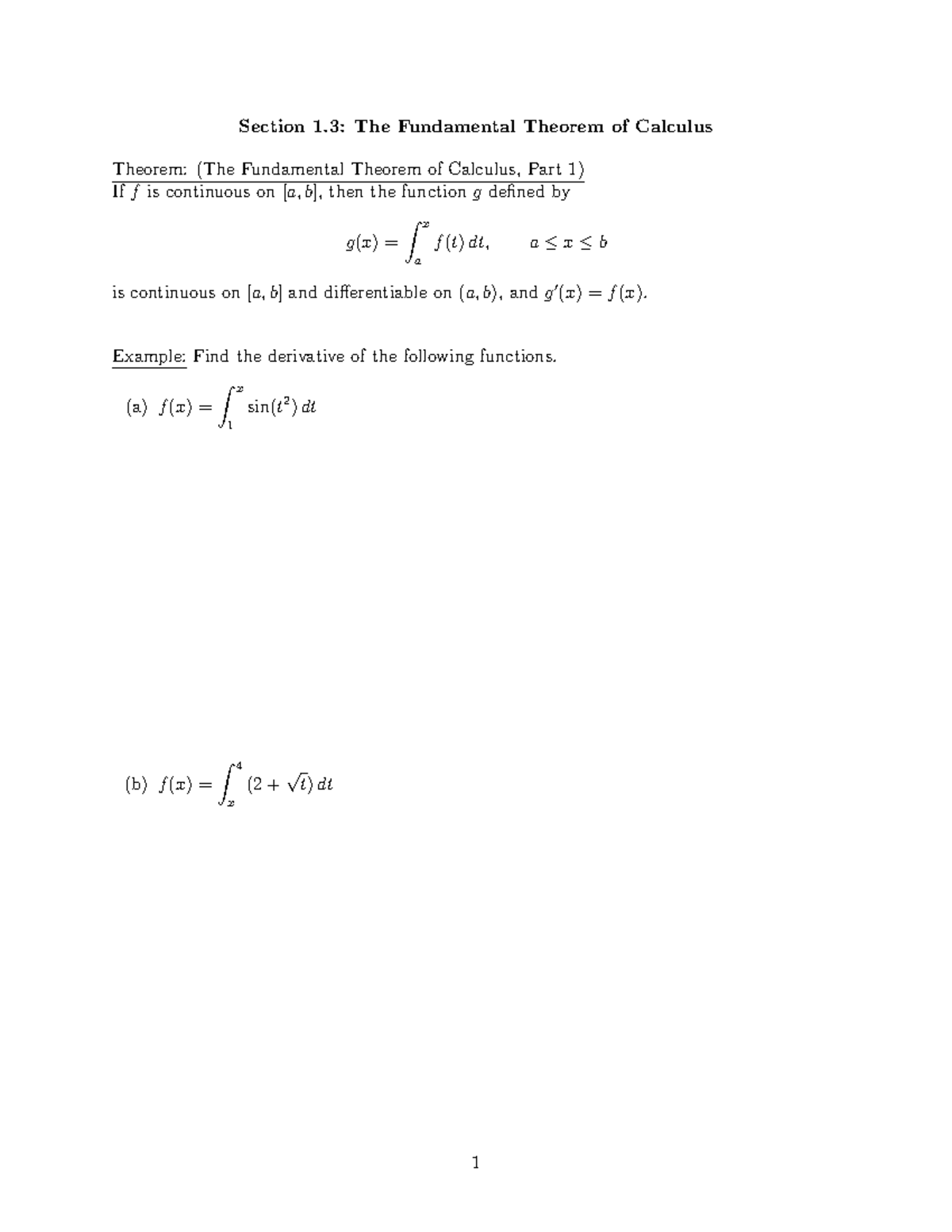Section 1.3 Notes/Practice problems - Section 1: The Fundamental ...