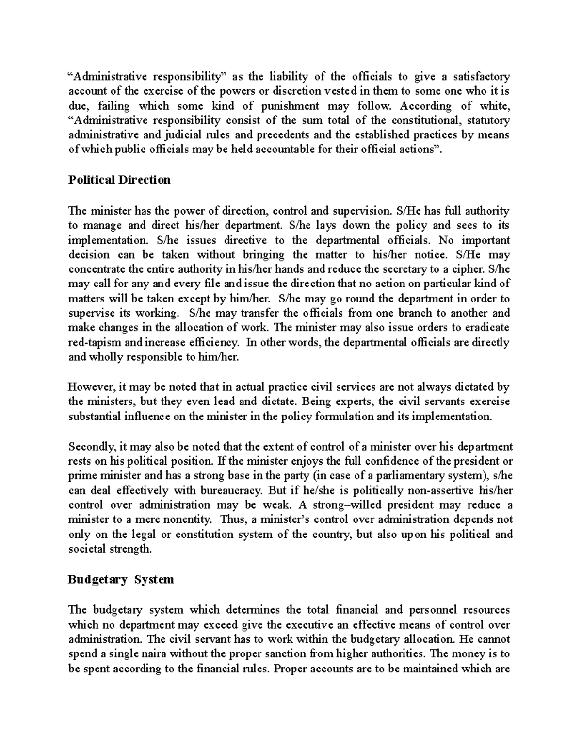 Public Administration 101 - “Administrative responsibility” as the ...