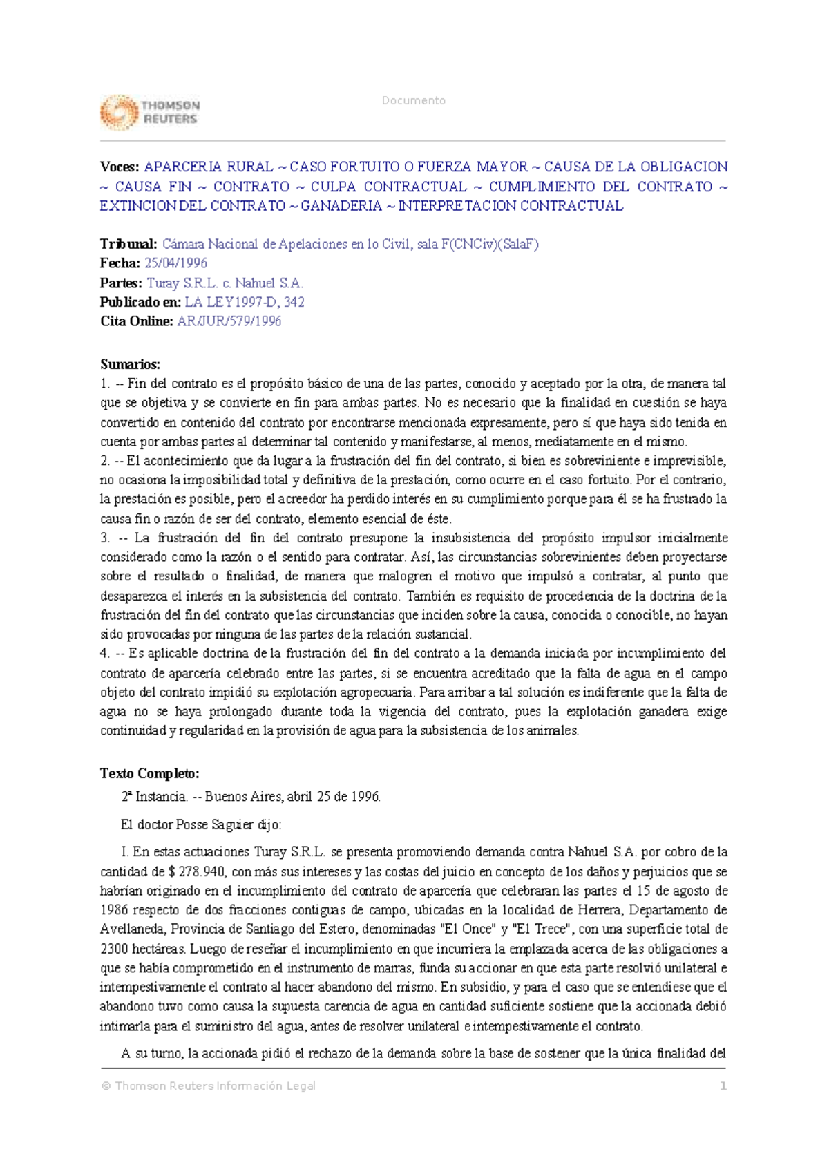 Frustración de la causa - CNCIv - - Studocu