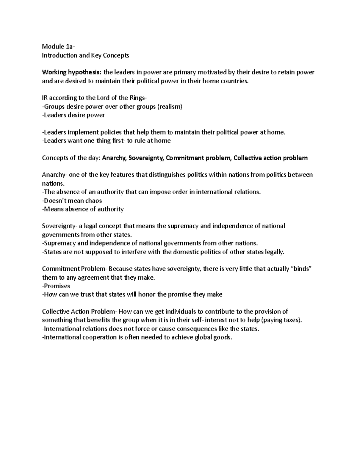Module 1a - Module 1a- Introduction and Key Concepts Working hypothesis ...