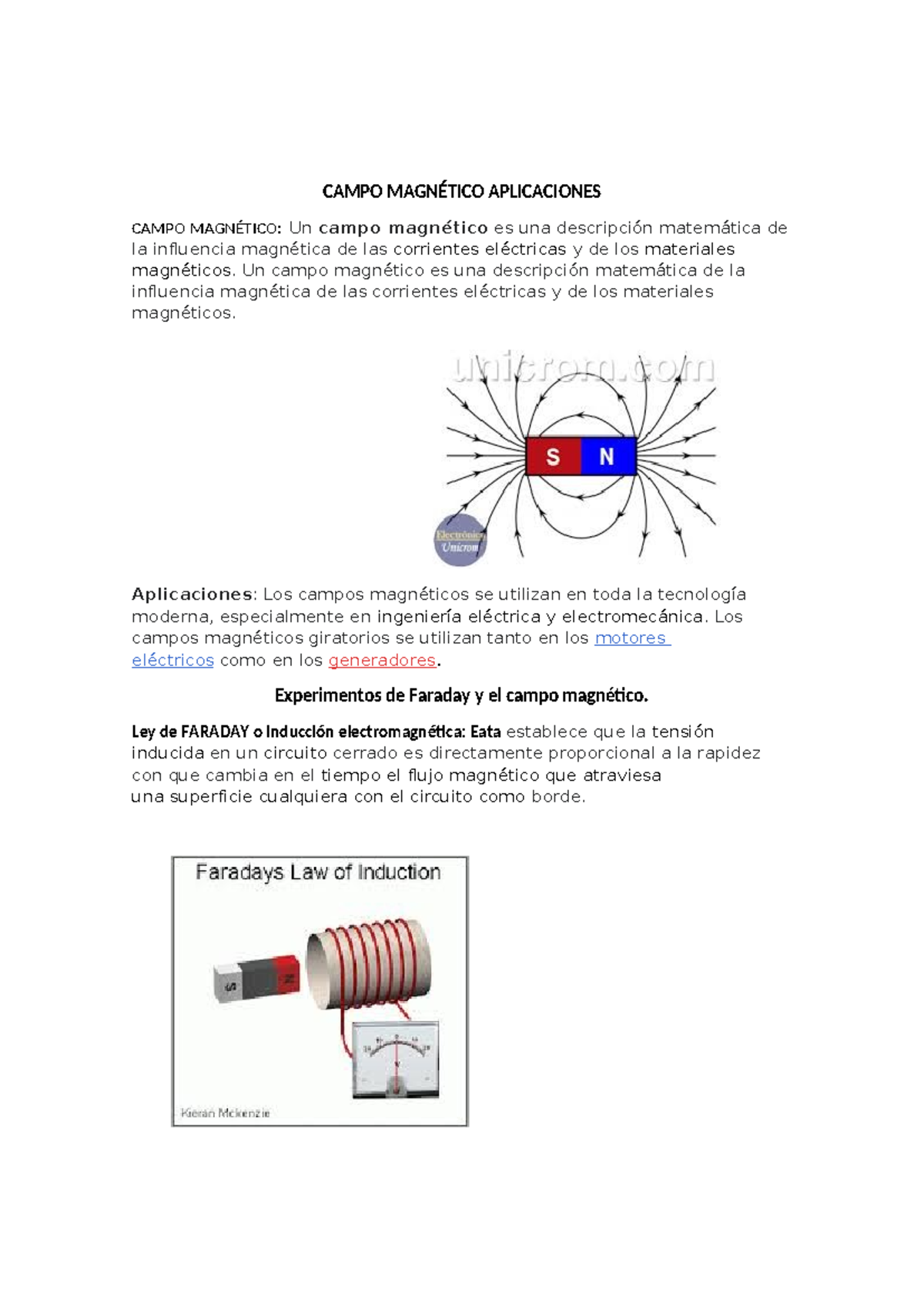 Campo magnético - CAMPO MAGNÉTICO APLICACIONES CAMPO MAGNÉTICO: Un ...