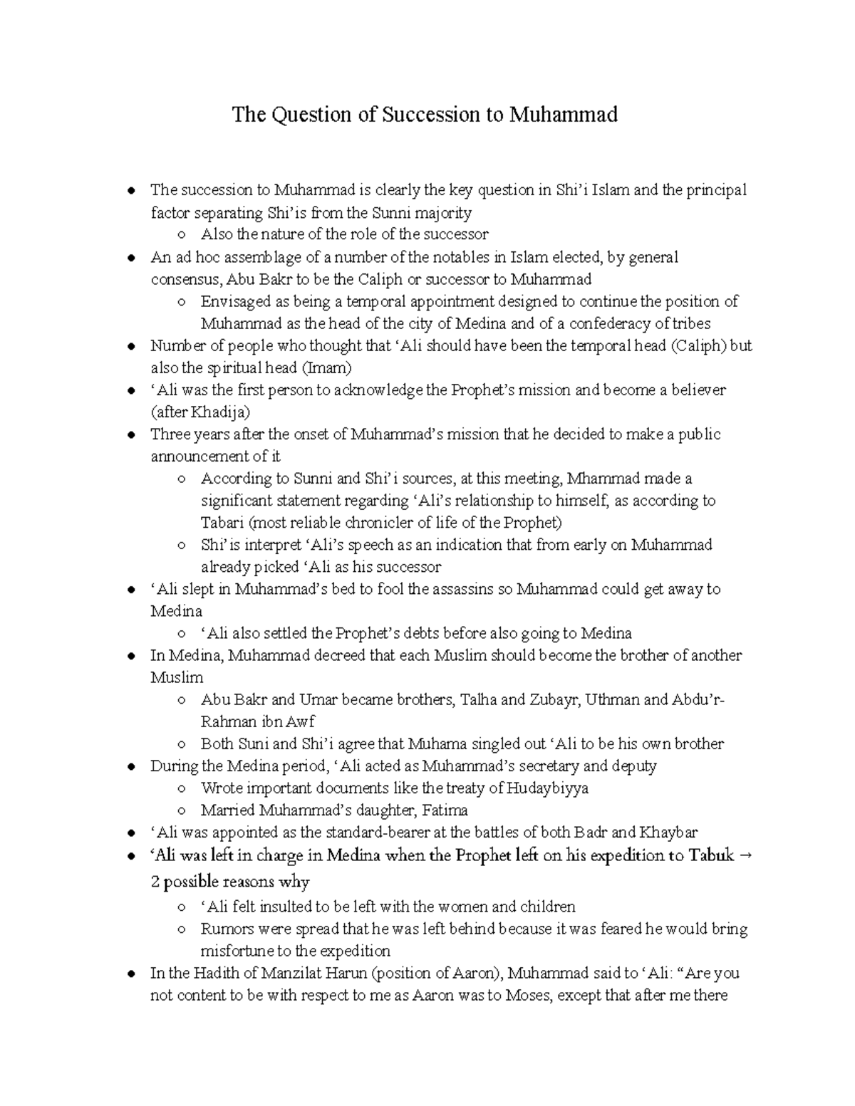 Successor to Muhammad and Sufis - The Question of Succession to ...