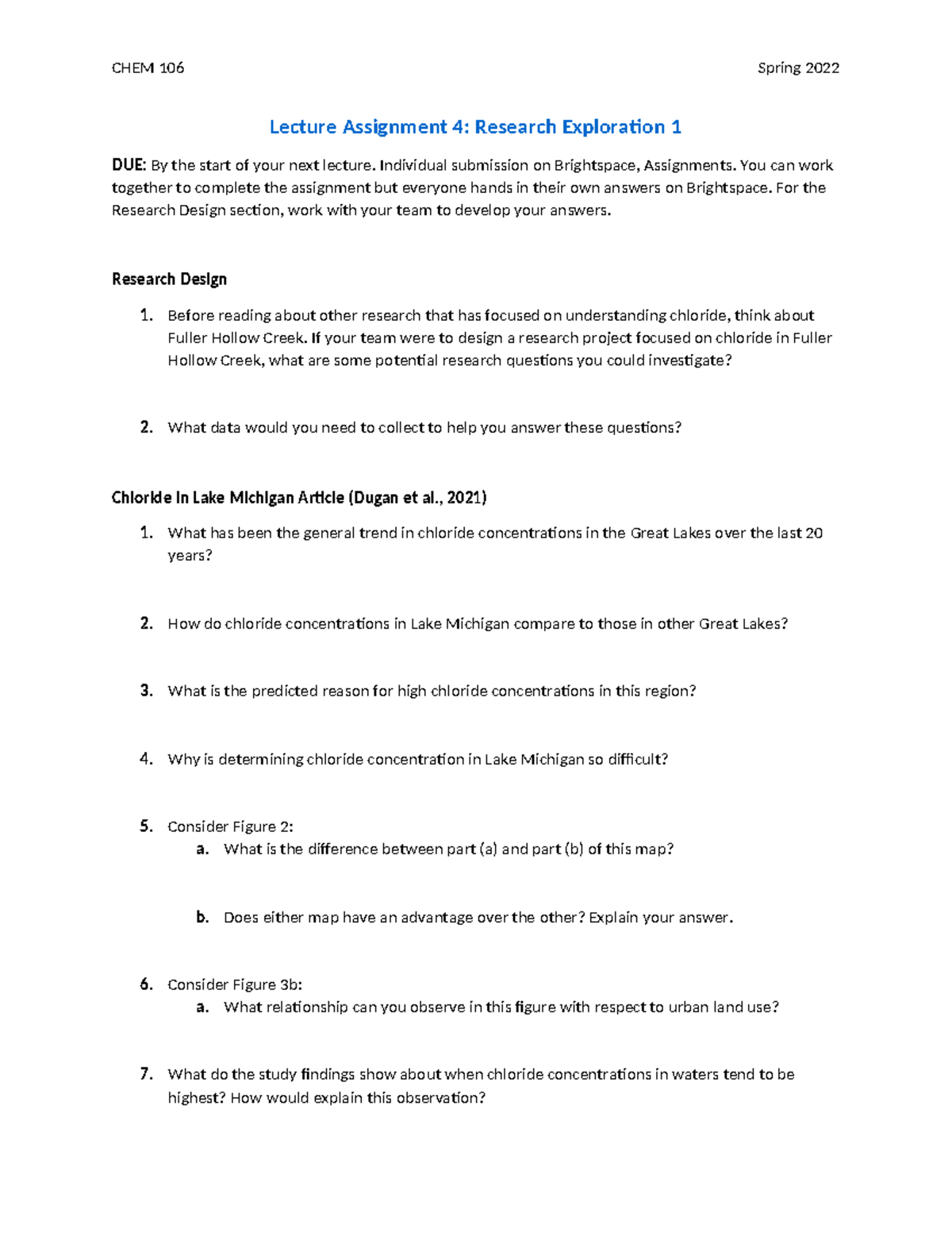 CHEM 106 LA4 S22 - CHEM 106 Spring 2022 Lecture Assignment 4: Research Exploration 1 DUE: By the ...