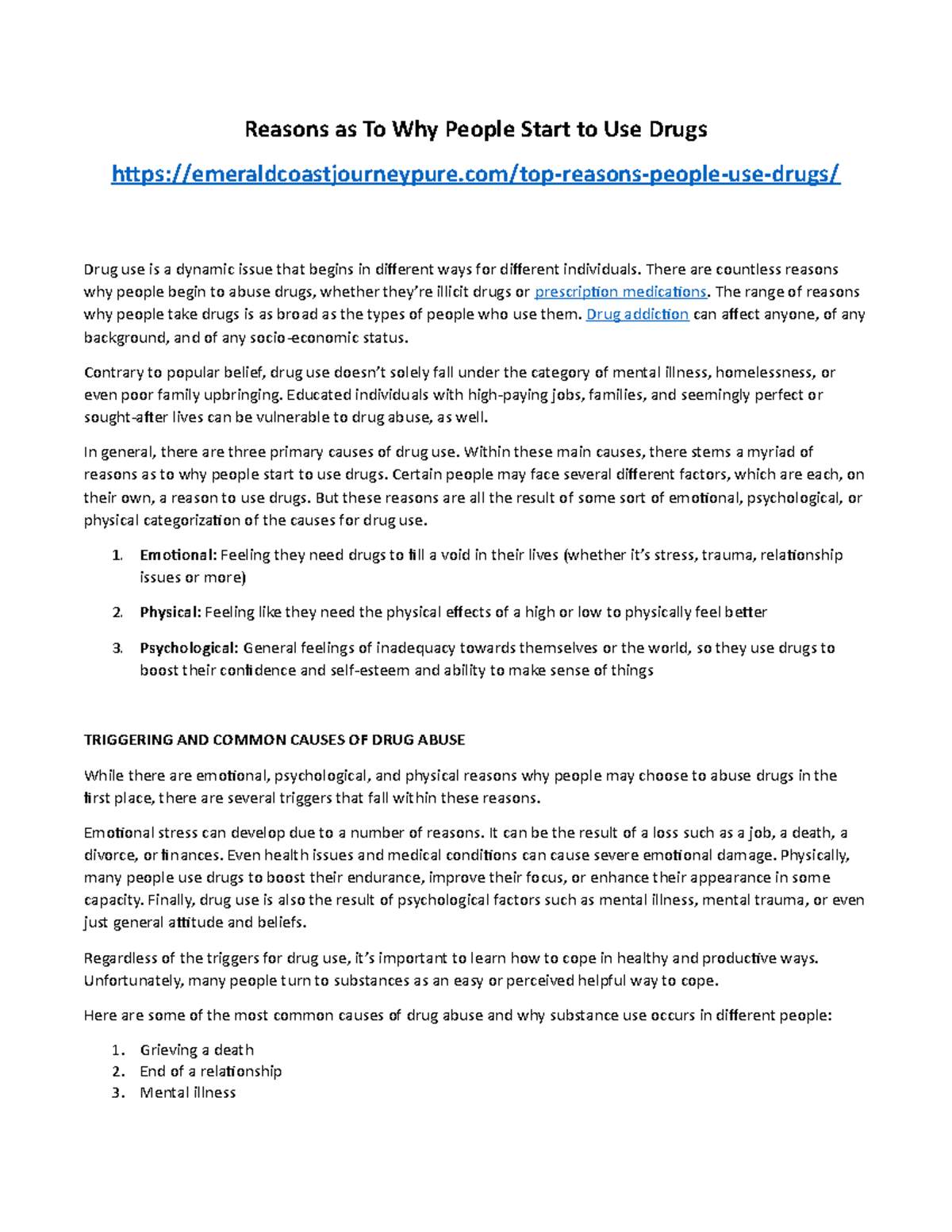 Topic 5 - Reasons as To Why People Start to Use Drugs - Reasons as To ...