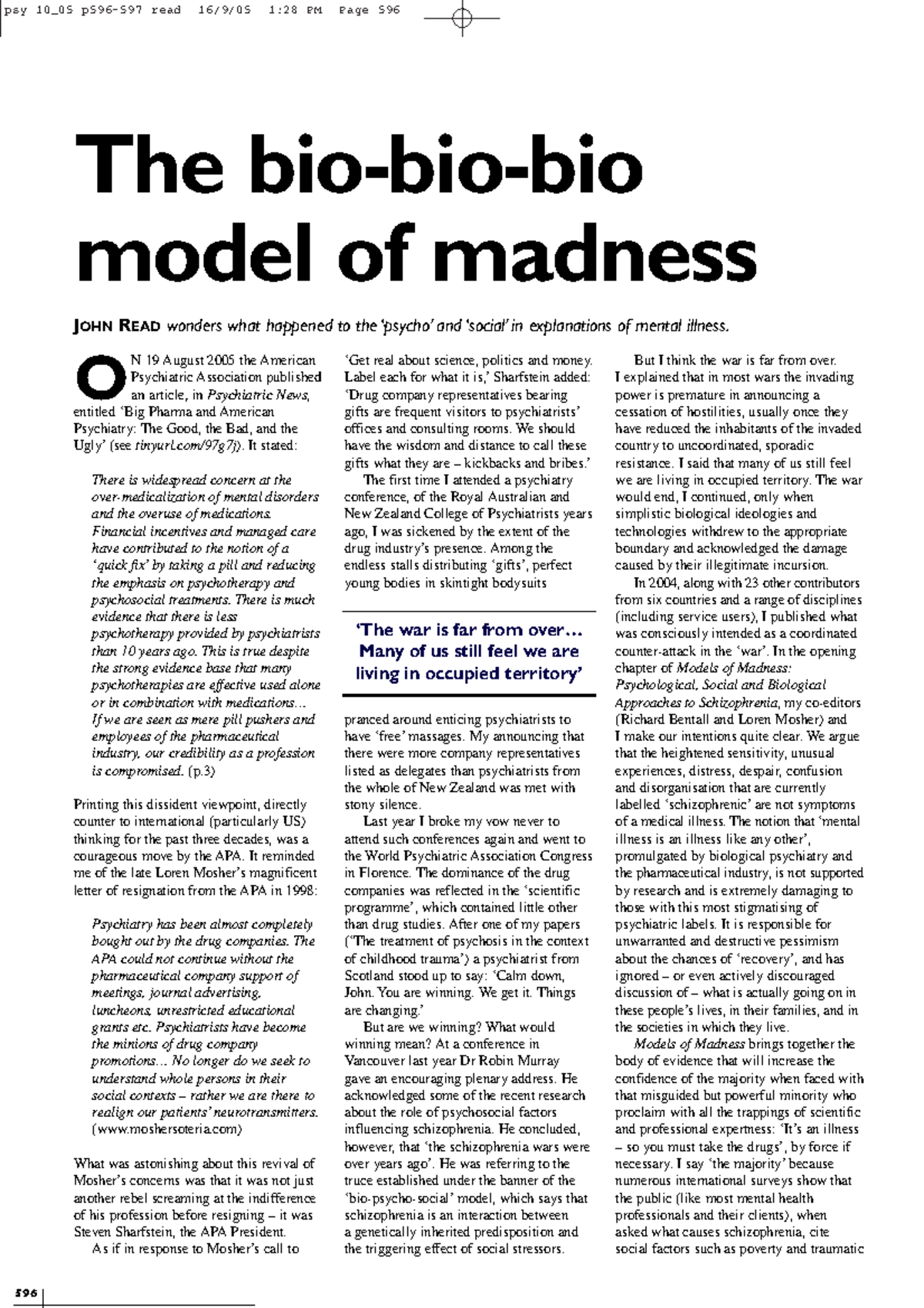 Document - reviewer - 596 The bio-bio-bio model of madness JOHN READ ...