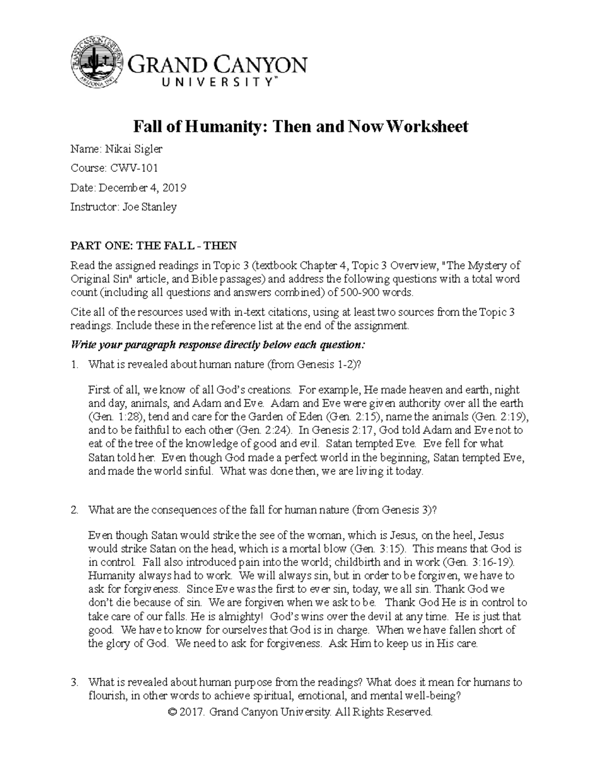 CWV-101-301-RS-T3Fall Of Humanity Worksheet-Online.docx answers - Fall ...