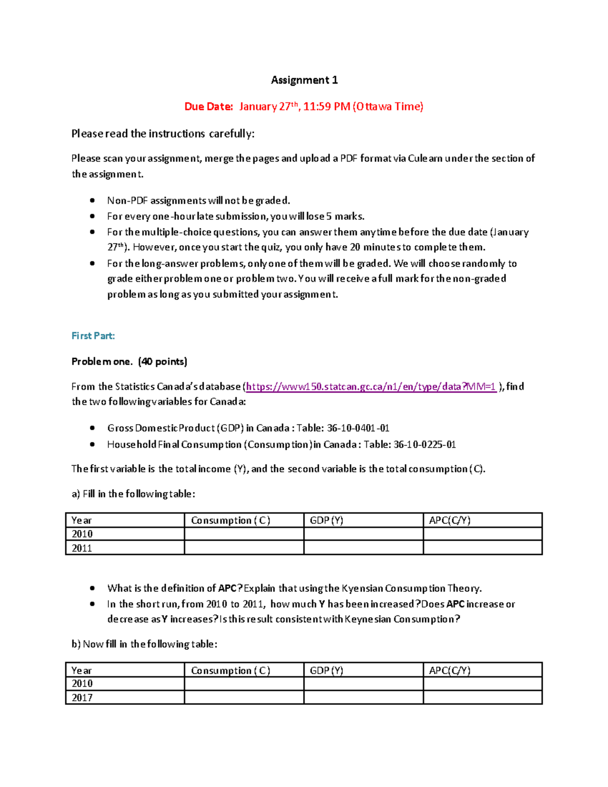 Assignment 1 - new - Assignment 1 Due Date: January 27th, 11:59 PM ...