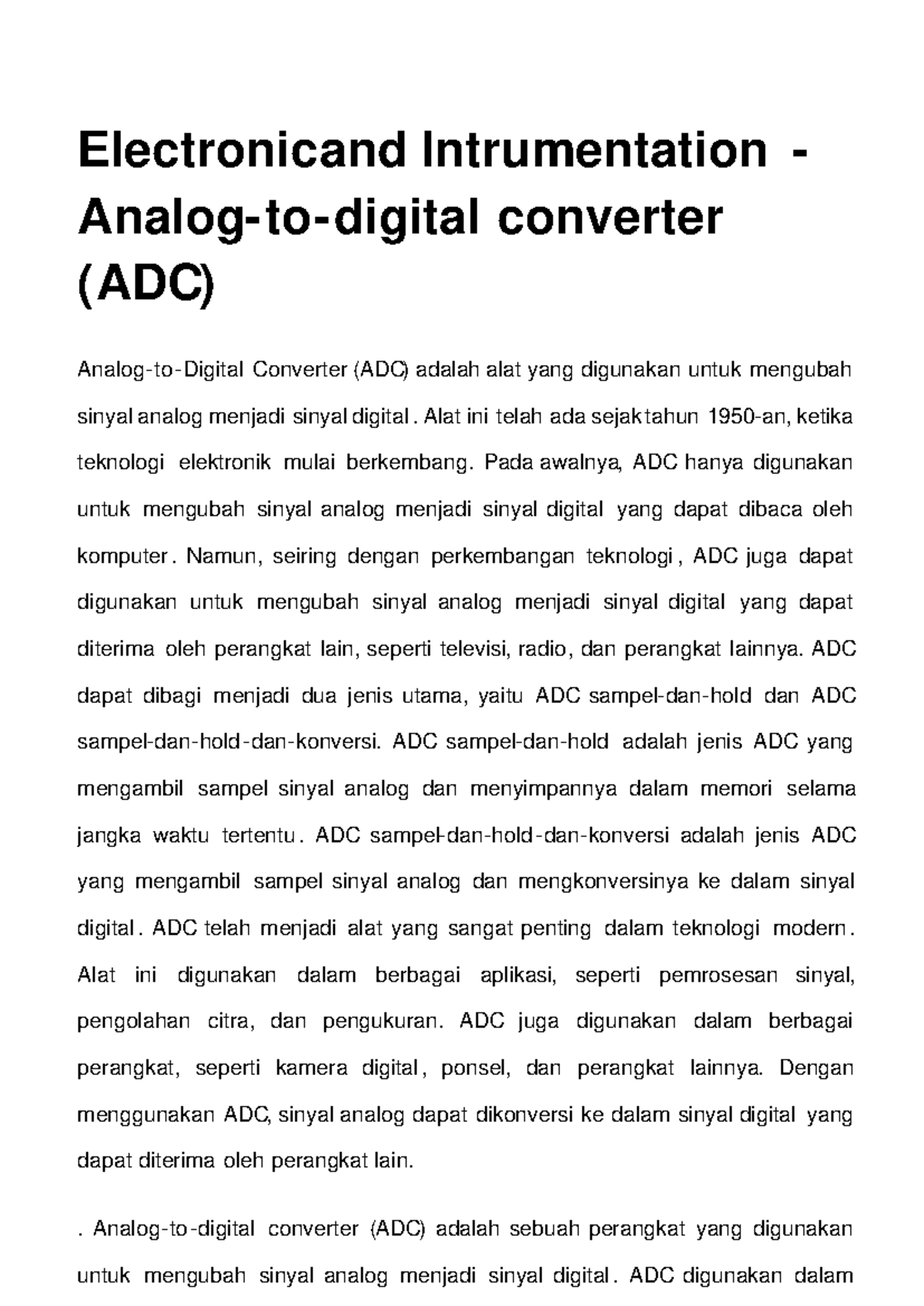 Optoelektronika - Analog-to-digital converter (ADC) - Electronic and ...
