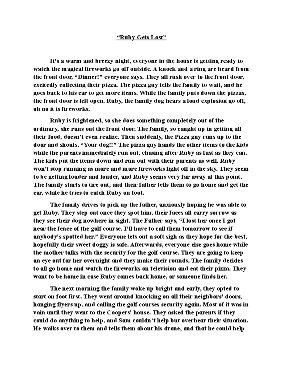 4.16 Short Story - “Ruby Gets Lost” It's a warm and breezy night ...