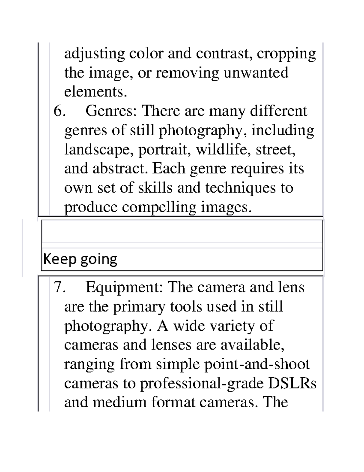 Still 4-end - adjusting color and contrast, cropping the image, or ...