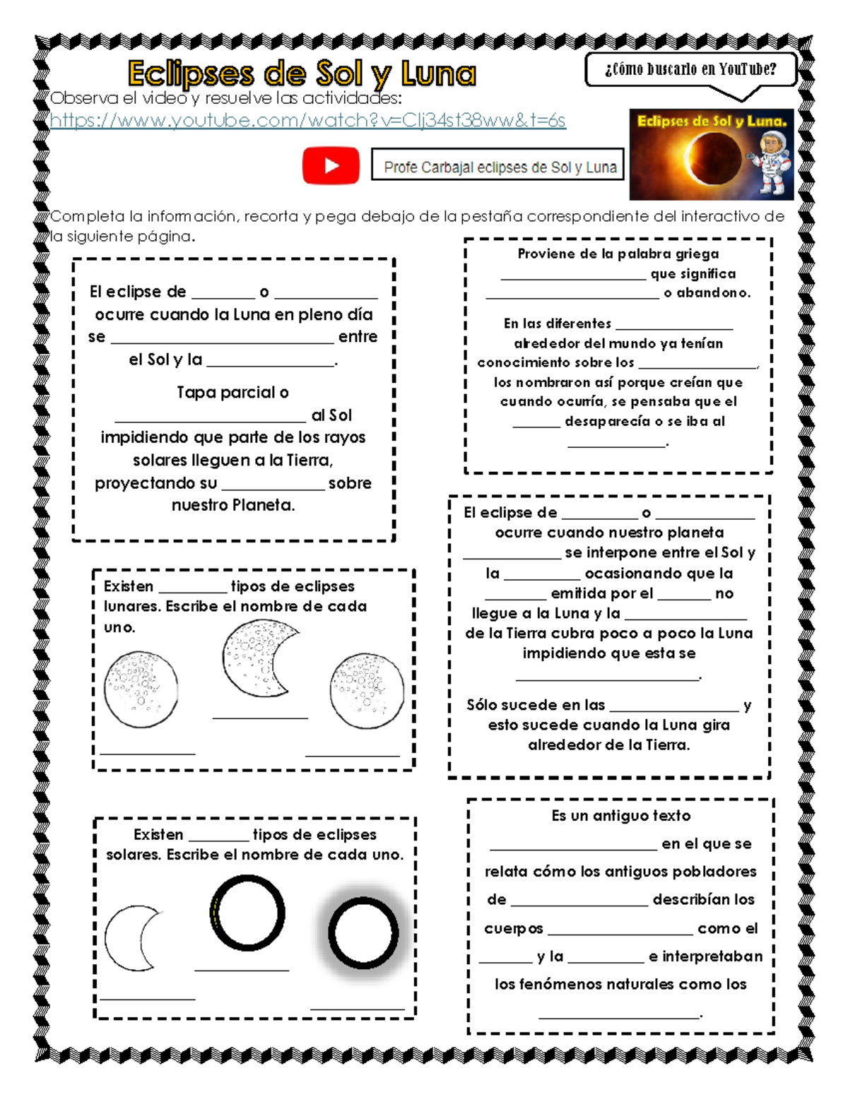 Actividades Eclipse de Sol y Luna -Profe Carbajal - Observa el video y ...