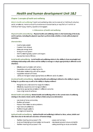 Health AND Human Development UNIT 3 AND 4 Notes - HEALTH AND HUMAN ...