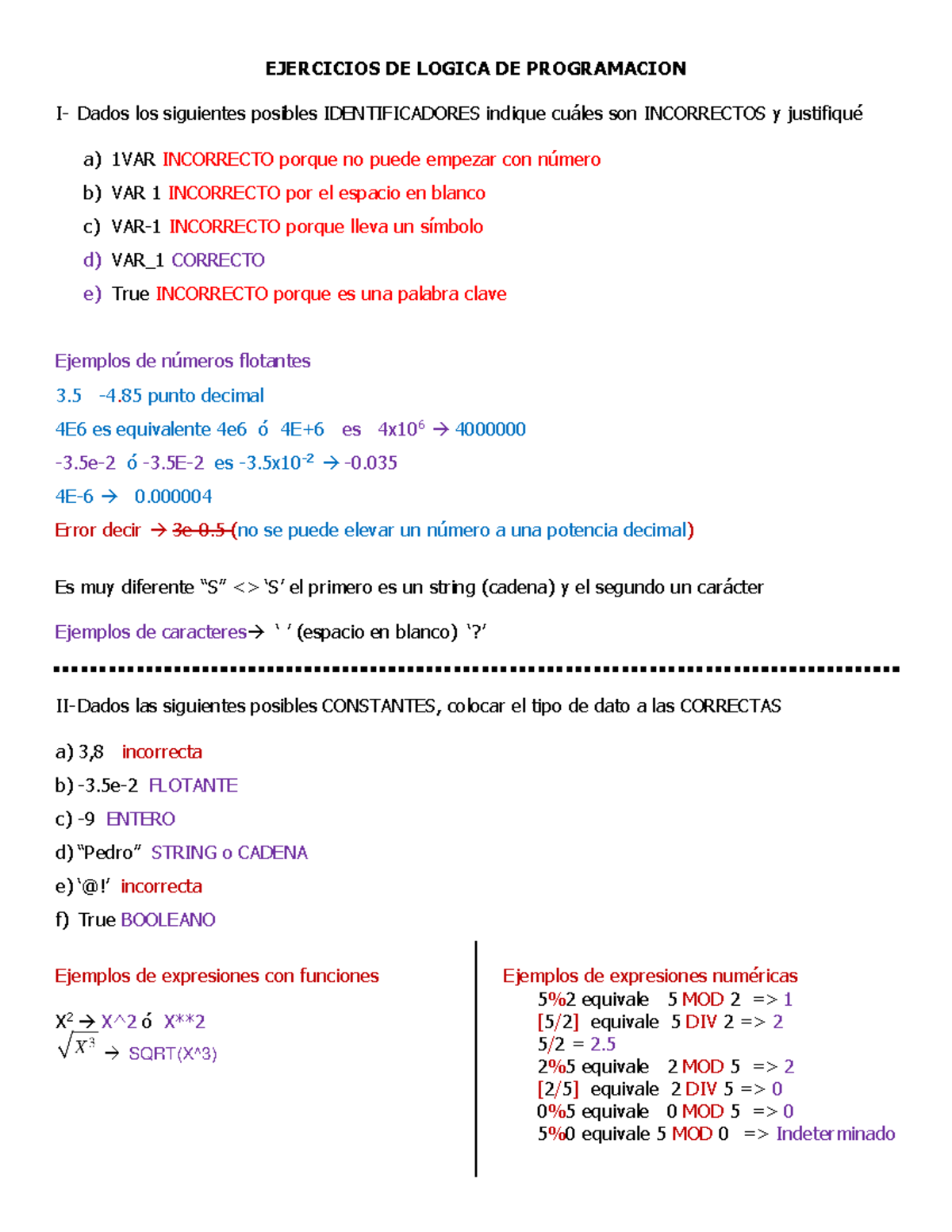Nacaruiz Ejercicios DE Tipos de Datos y Operadores - EJERCICIOS DE LOGICA DE PROGRAMACION I ...