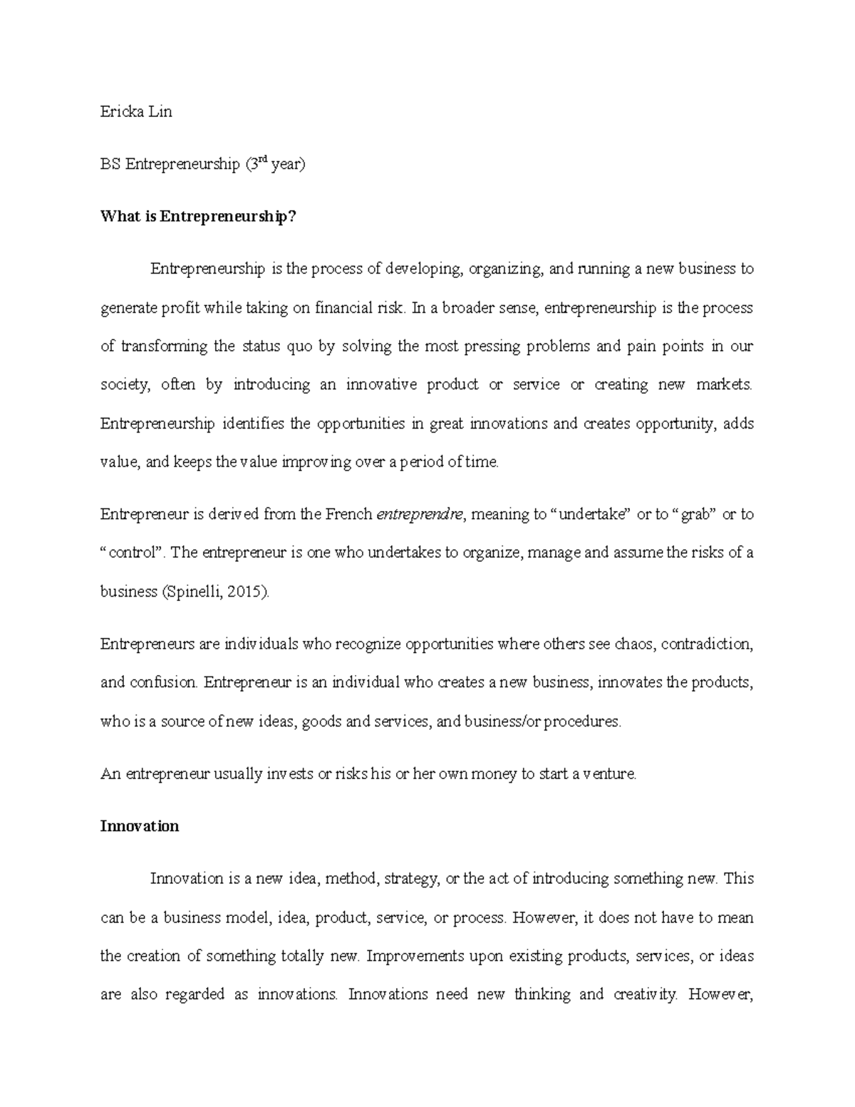 Entrep- Final- Report-LIN - Ericka Lin BS Entrepreneurship (3rd year ...